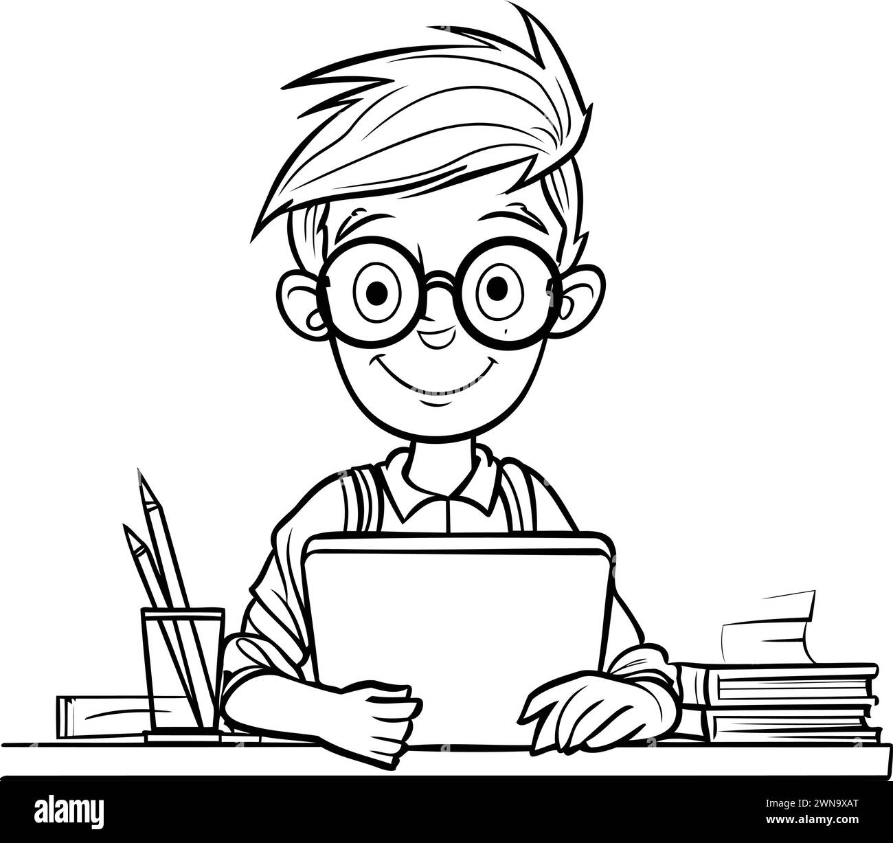 Black and white person computer Stock Vector Images - Alamy