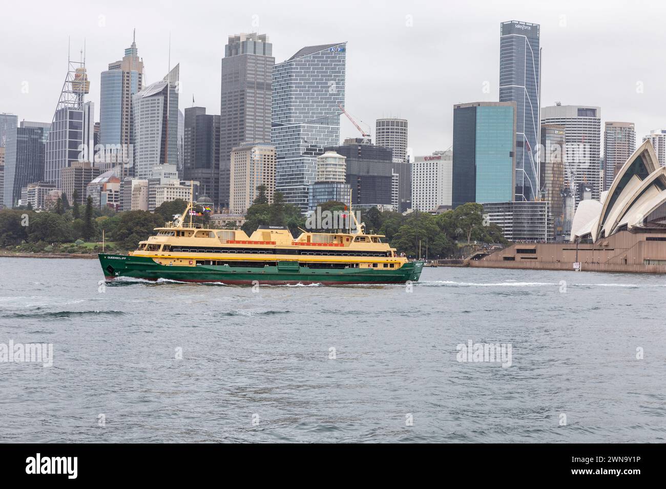 Sydney cityscape and skyline, ferry MV Queenscliff, the Manly ferry on ...