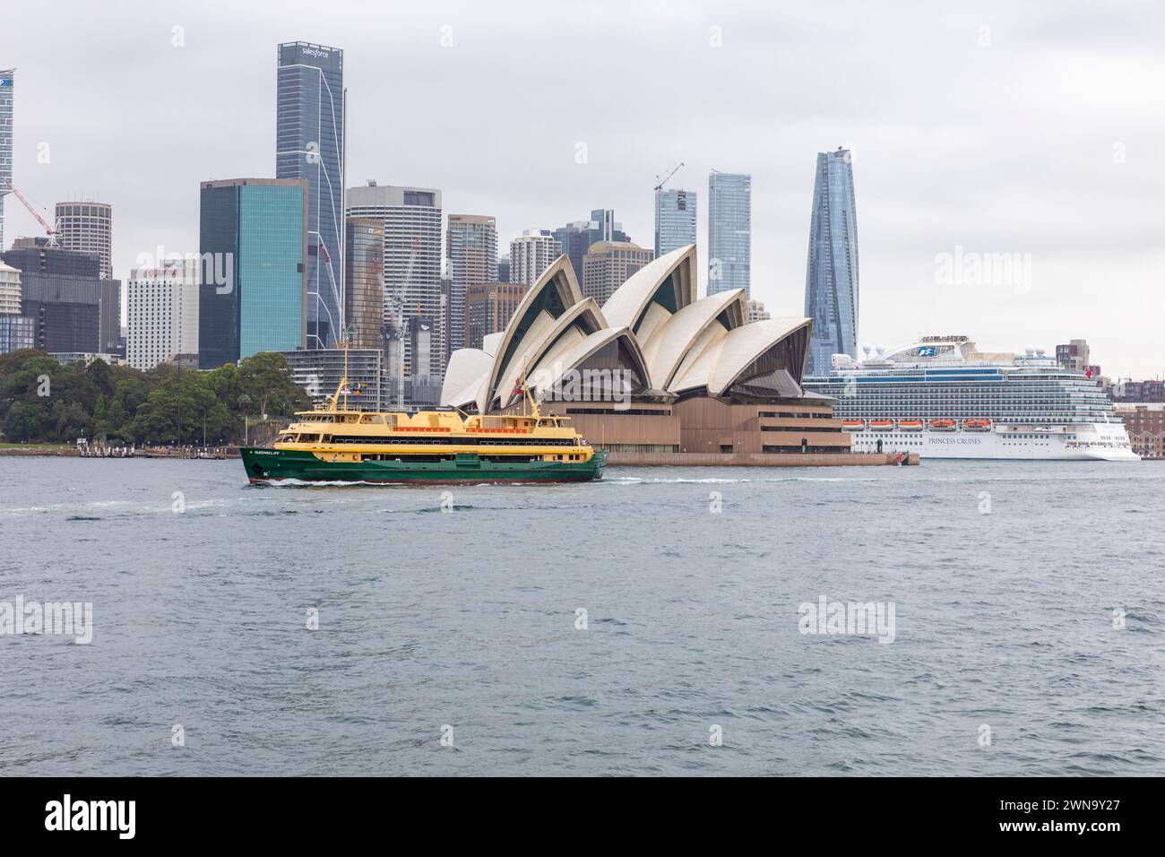 Sydney cityscape and skyline, ferry MV Queenscliff, the Manly ferry on ...