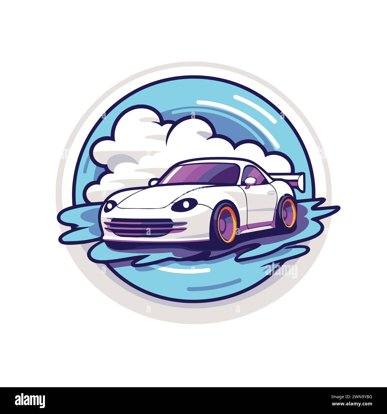 Car on the water. Vector illustration in cartoon style on white ...