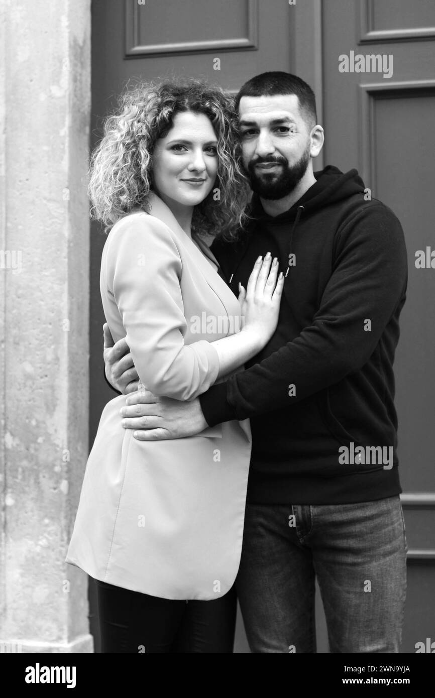 Loving hugging Black and White Stock Photos & Images - Alamy