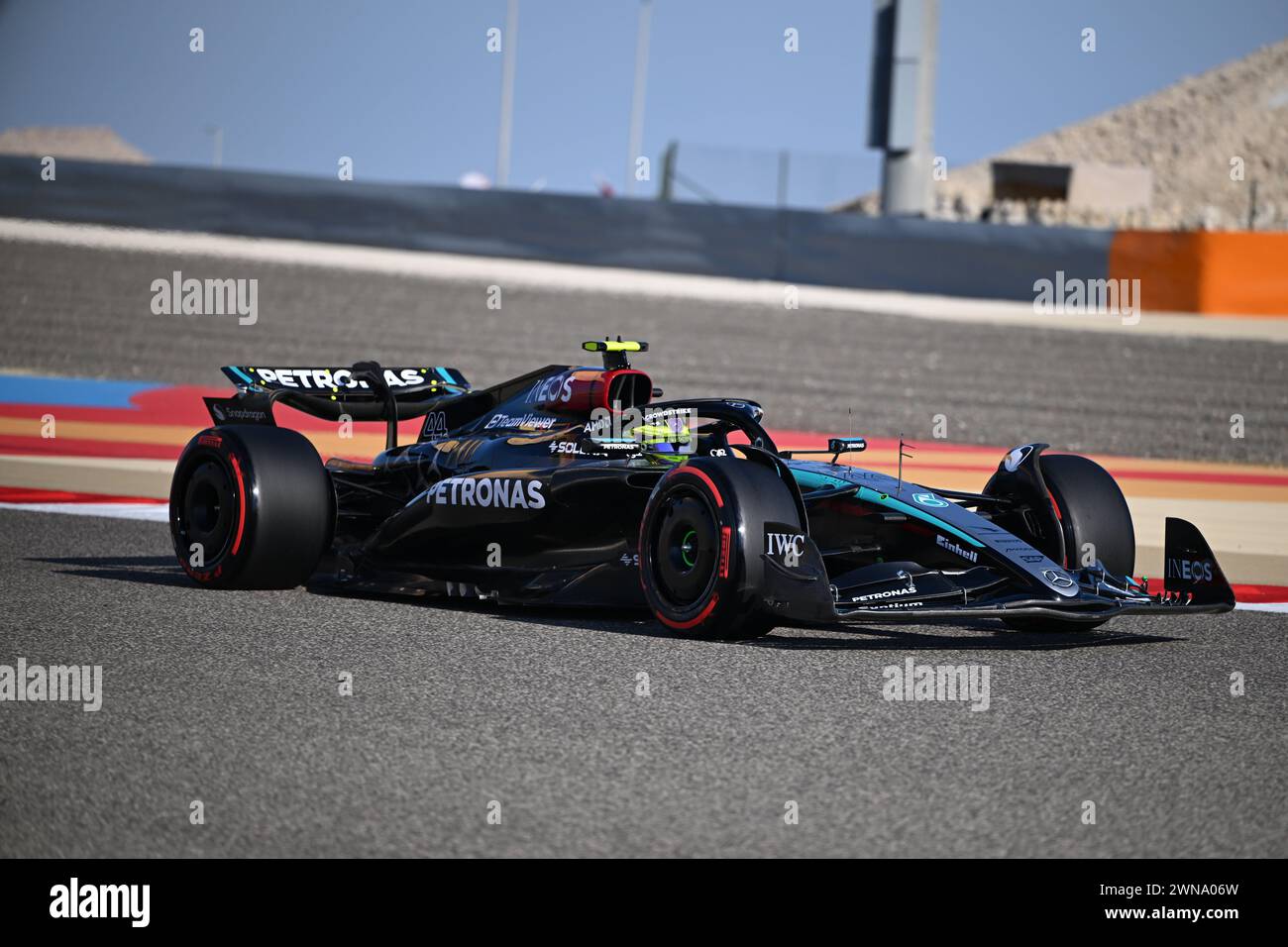 Sakhir, Bahrain. 1st Mar, 2024. LEWIS HAMILTON (GBR) of Mercedes #44 ...
