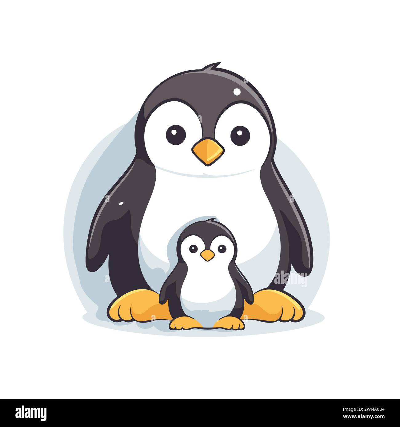 Penguin and baby penguin on white background. Vector illustration Stock ...