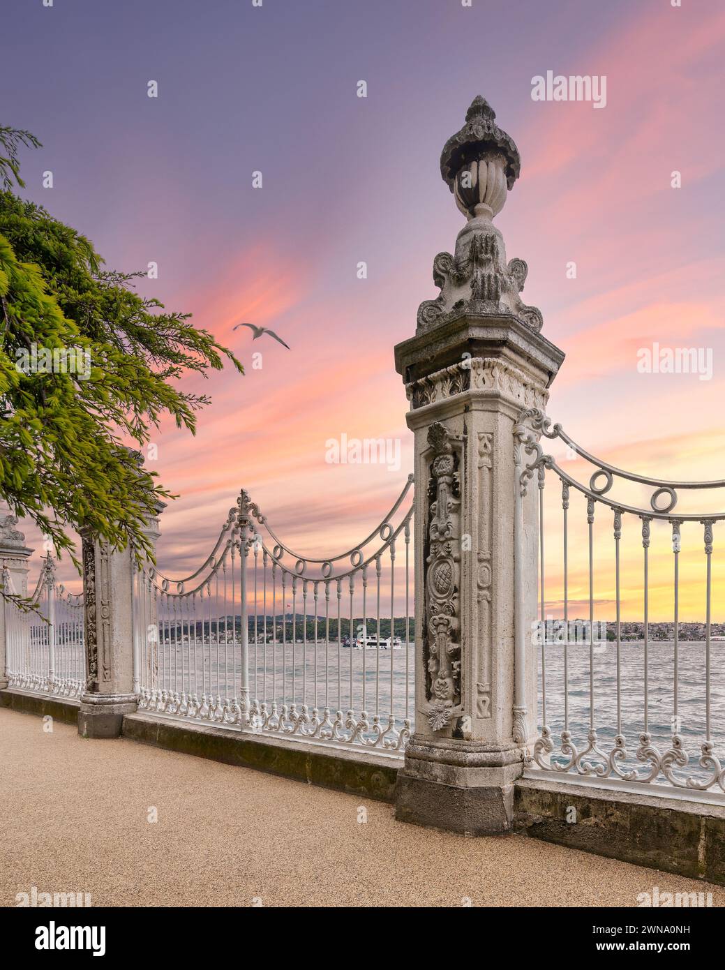 Ornate wrought iron fence decorated with intricate designs at the ...
