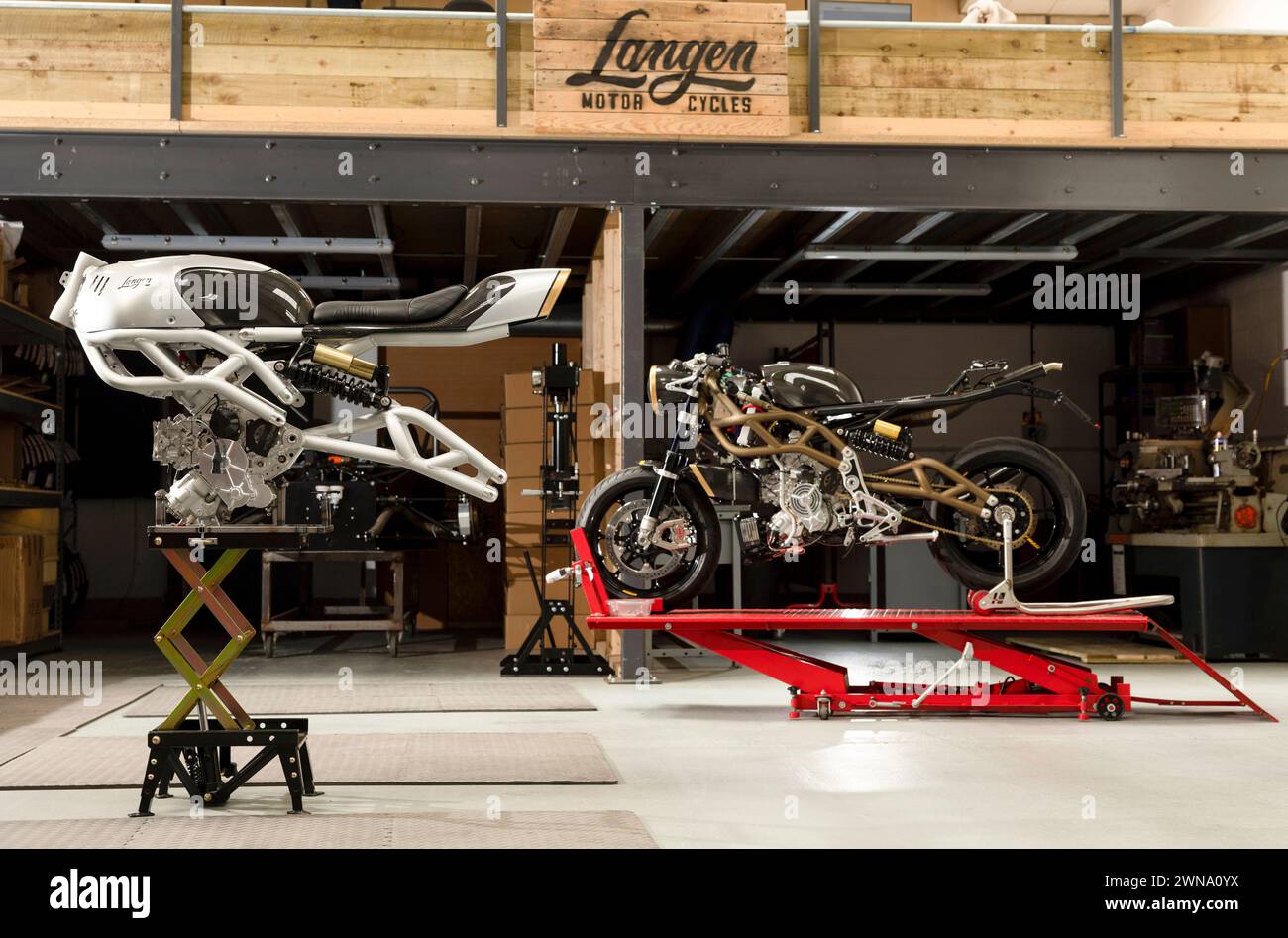 21/06/22 Langen Motorcycles, prepare two of their first new motorcycles ...