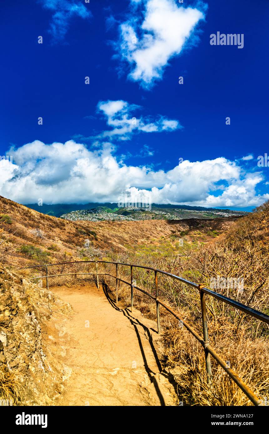 Diamond Head Lookout Trail on Oahu Island in Hawaii Stock Photo - Alamy