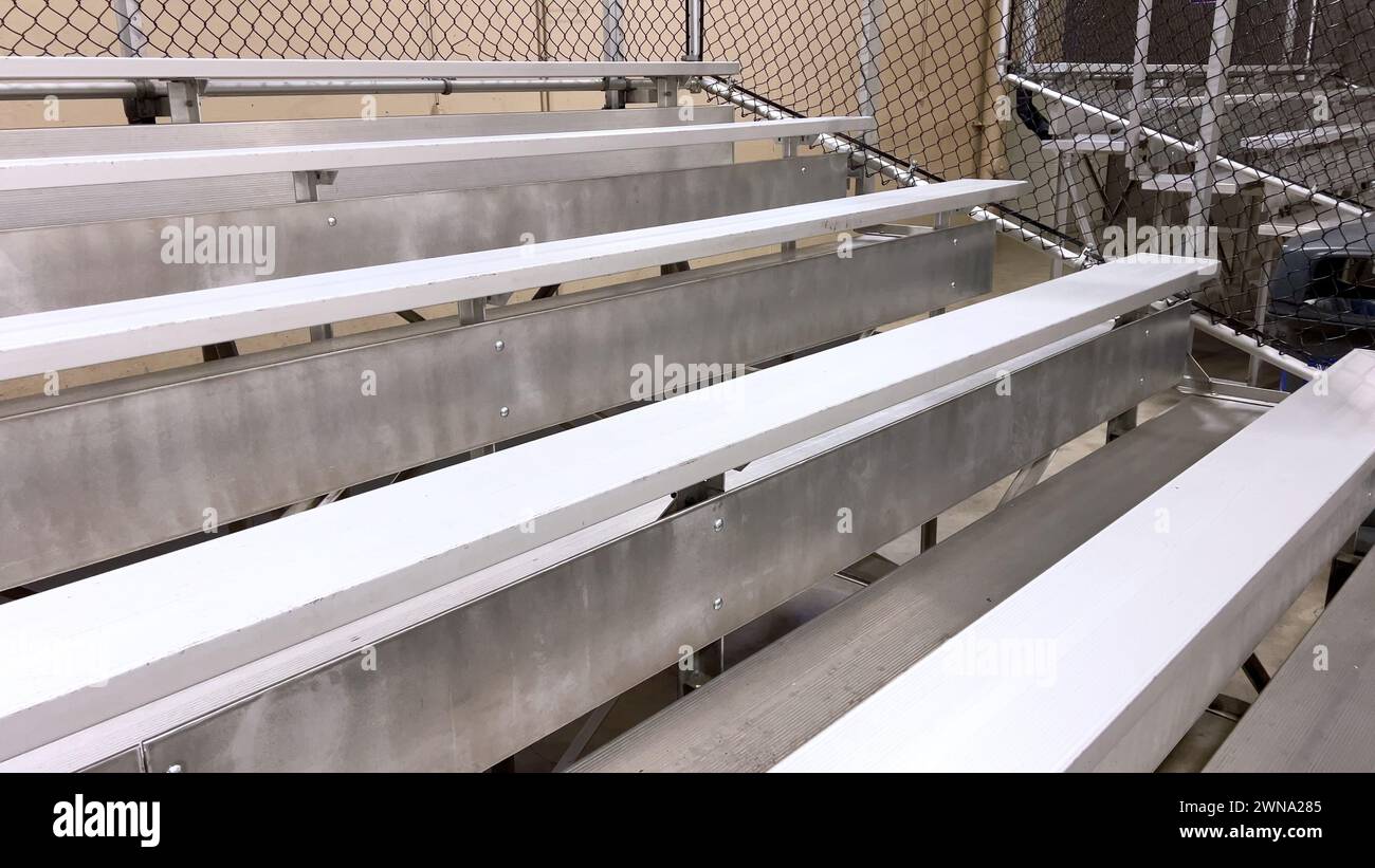 Sturdy Metal Bleachers Awaiting the Crowd’s Cheer Stock Photo - Alamy