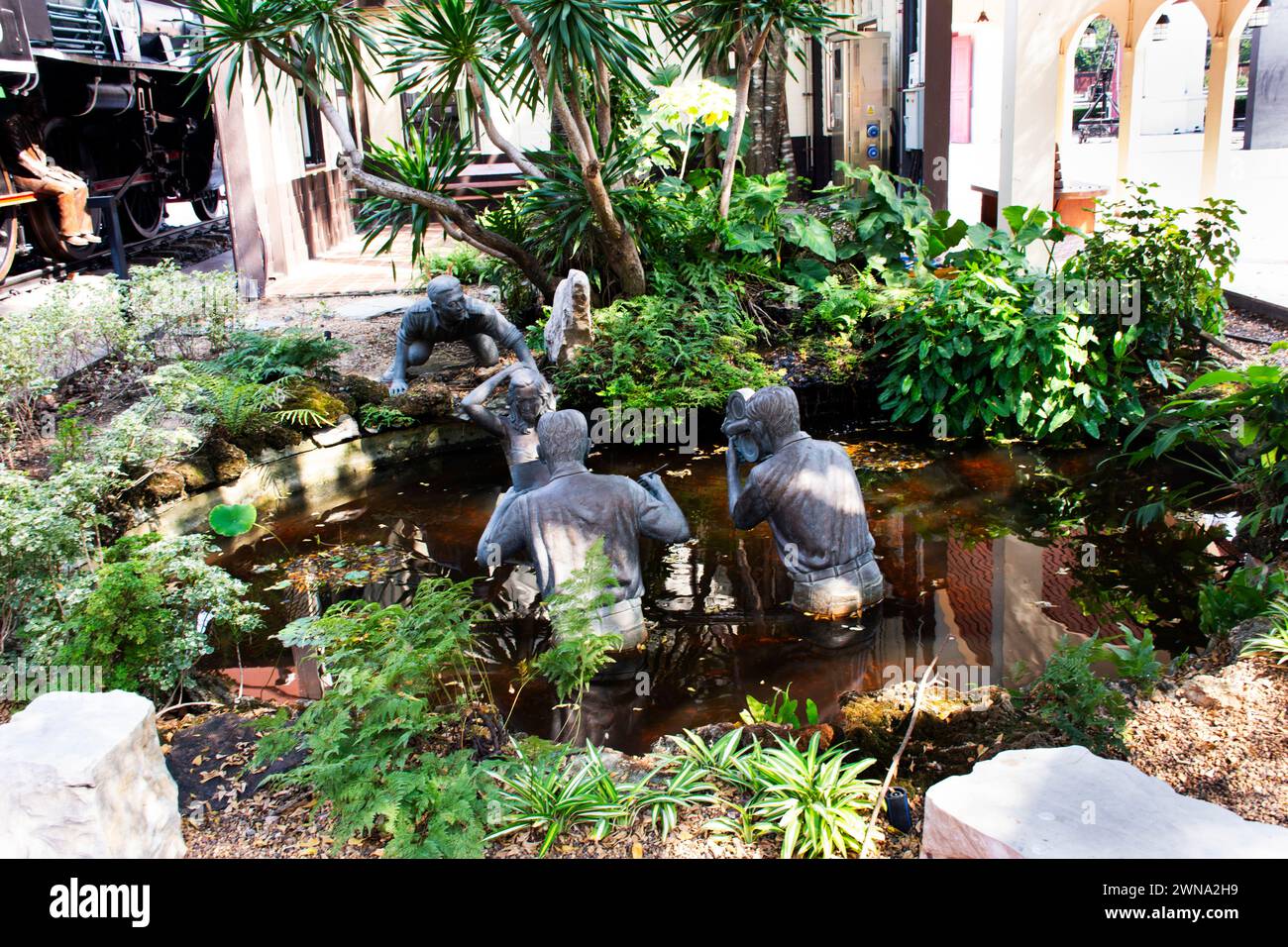 Brass statue bronze figure in learning place of Thai Film Museum ...