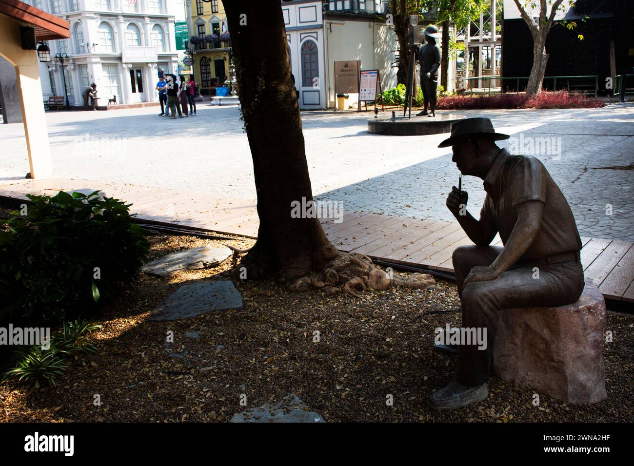 Brass statue in learning place of Thai Film Museum gathering ...