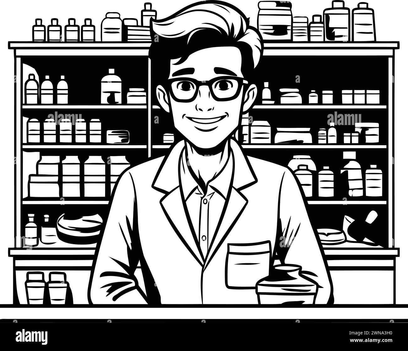 Man cashier in supermarket Cut Out Stock Images & Pictures - Alamy