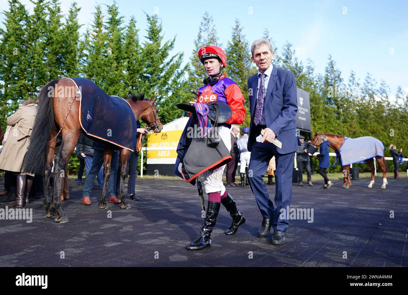 Jockey Oisin Murphy and trainer of horse Blue Prince David Evans after ...