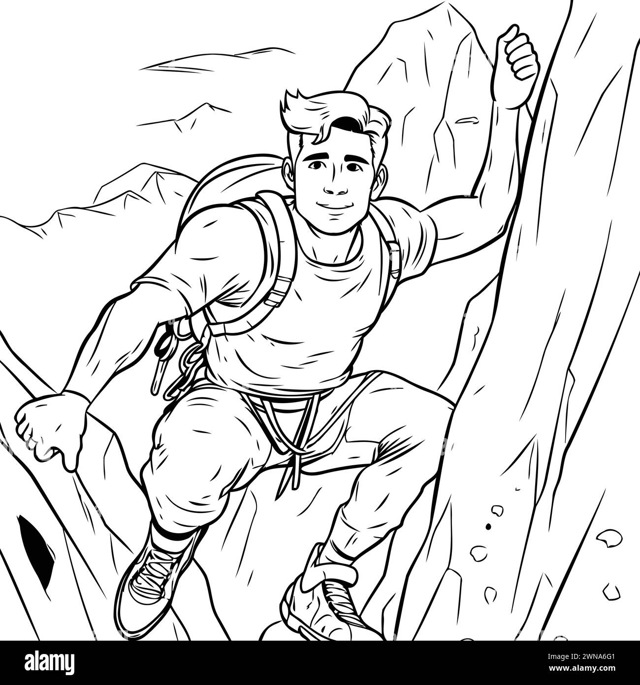 Young man rock climbing Stock Vector Images - Alamy