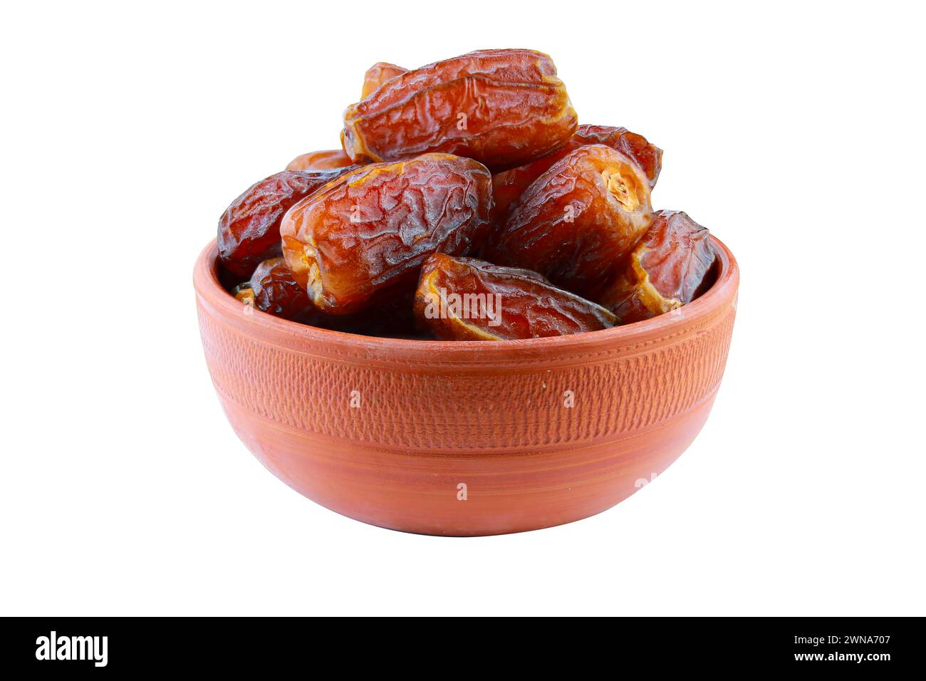 Dates fruit in a bowl isolated on a white background, Clipping path ...