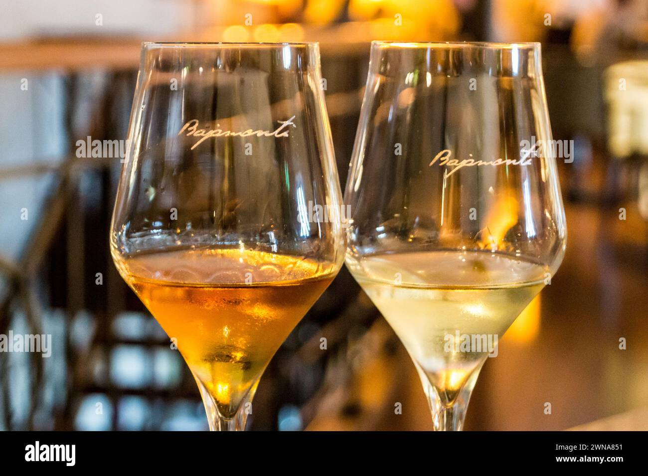 Glases of wine at Bajamonti Restaurant, Republic Square, Split, Croatia ...