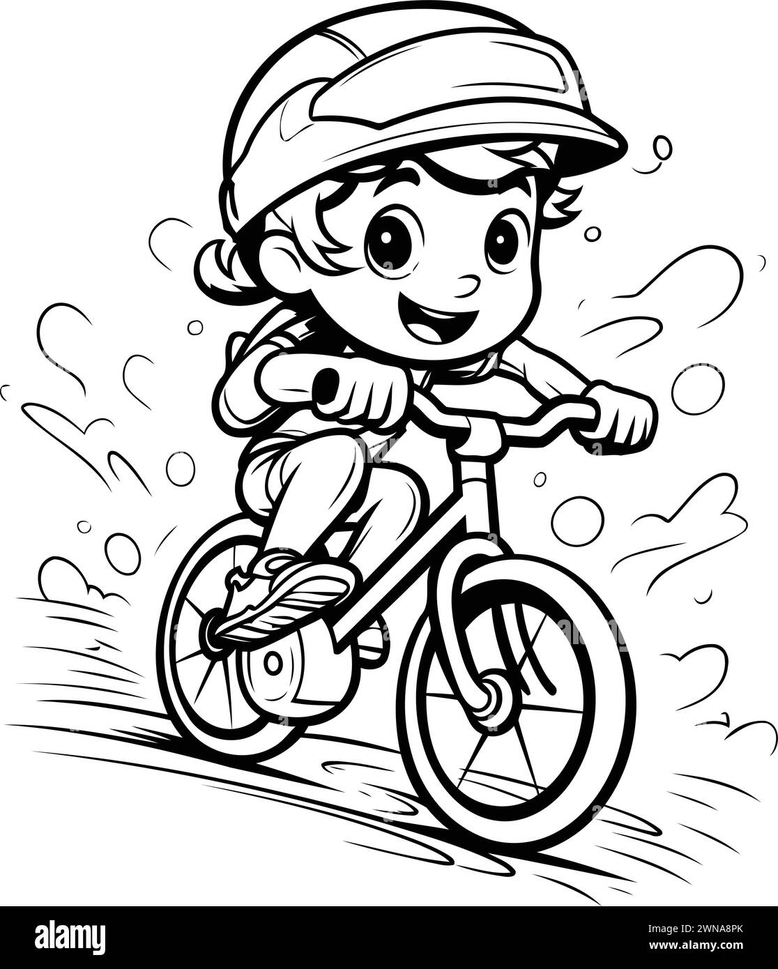 Children riding bicycle Black and White Stock Photos & Images - Alamy