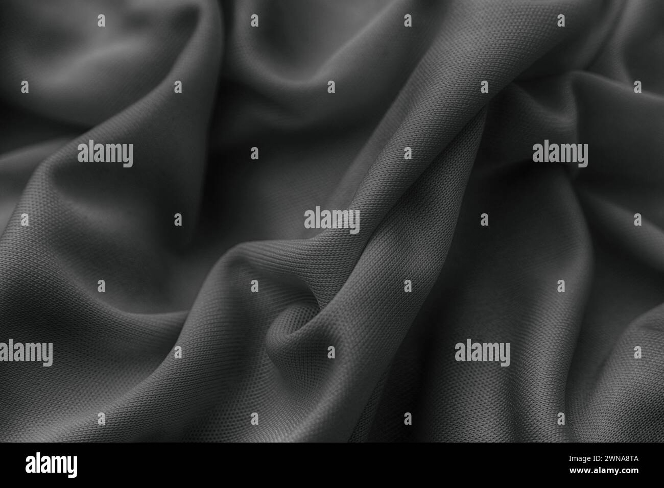 A crumpled fabric texture background. Black and white. Close up Stock ...