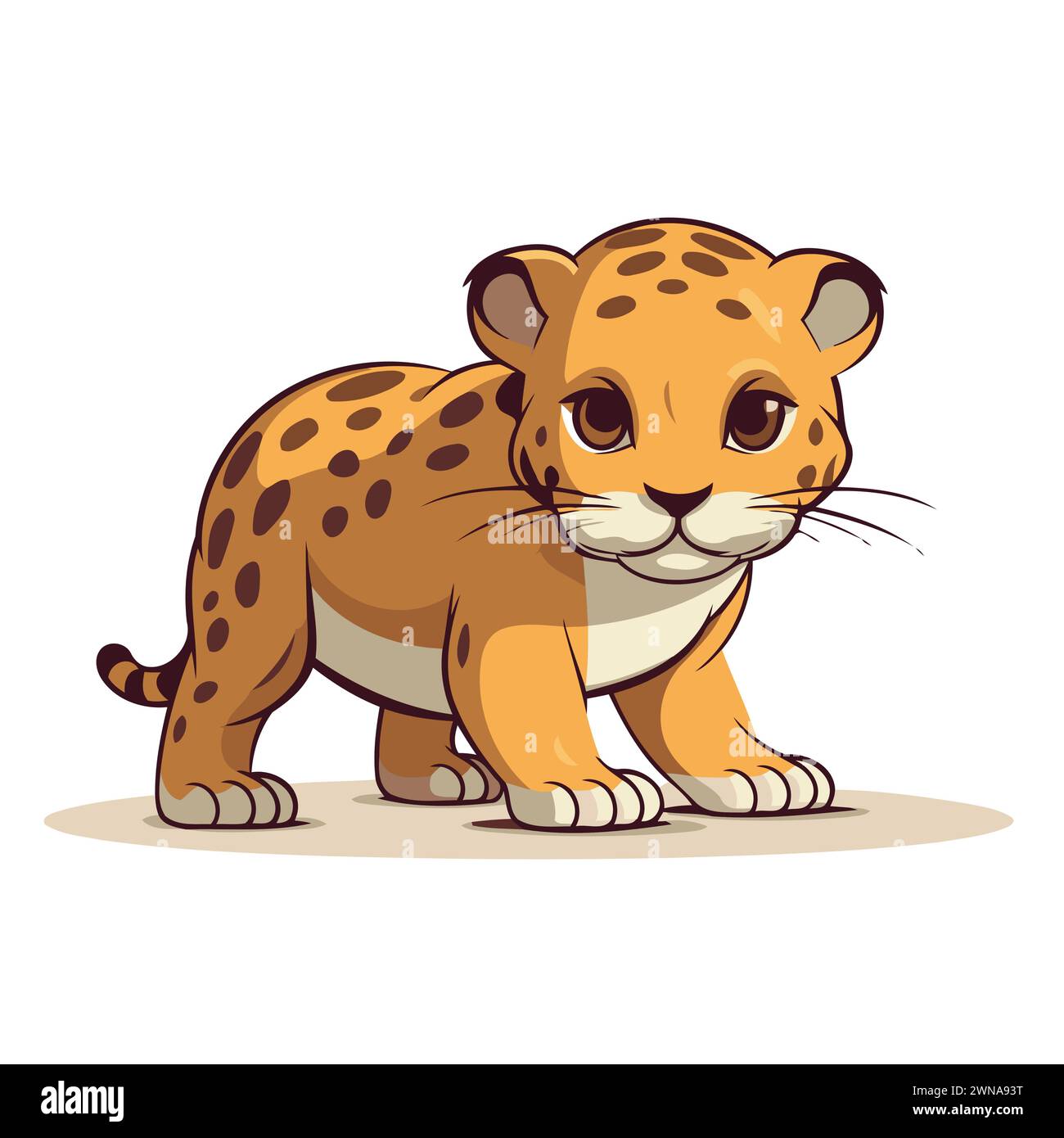 Cute cartoon leopard. Vector illustration isolated on white background ...