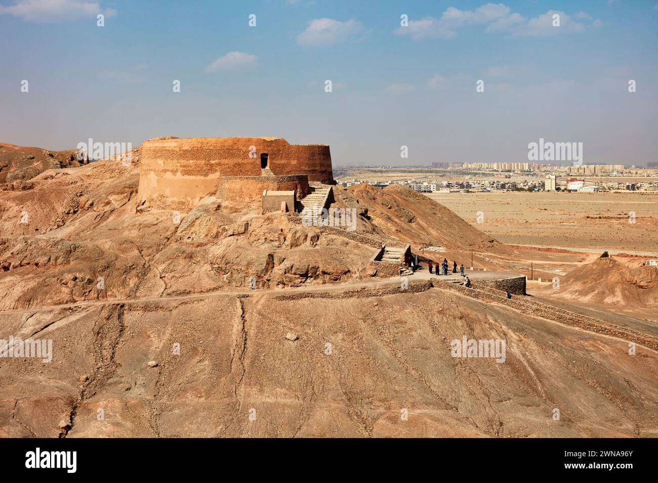 Elevated view of the Zoroastrian Tower of Silence in Yazd, Iran ...