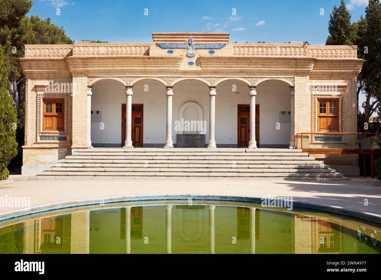 Facade of the Zoroastrian Fire Temple in Yazd, enshrining the holy ...
