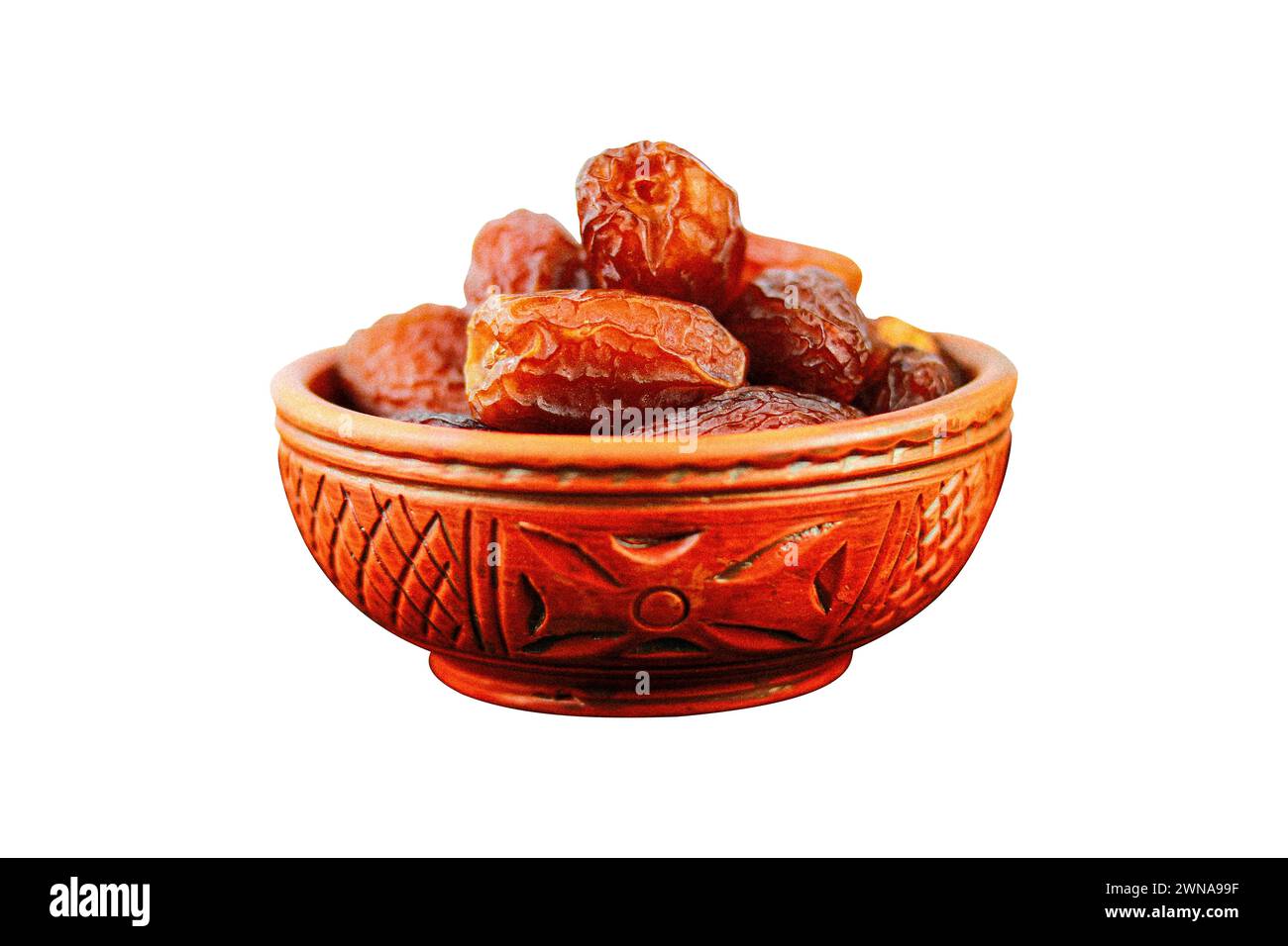 Dates fruit in a bowl isolated on a white background, Clipping path ...