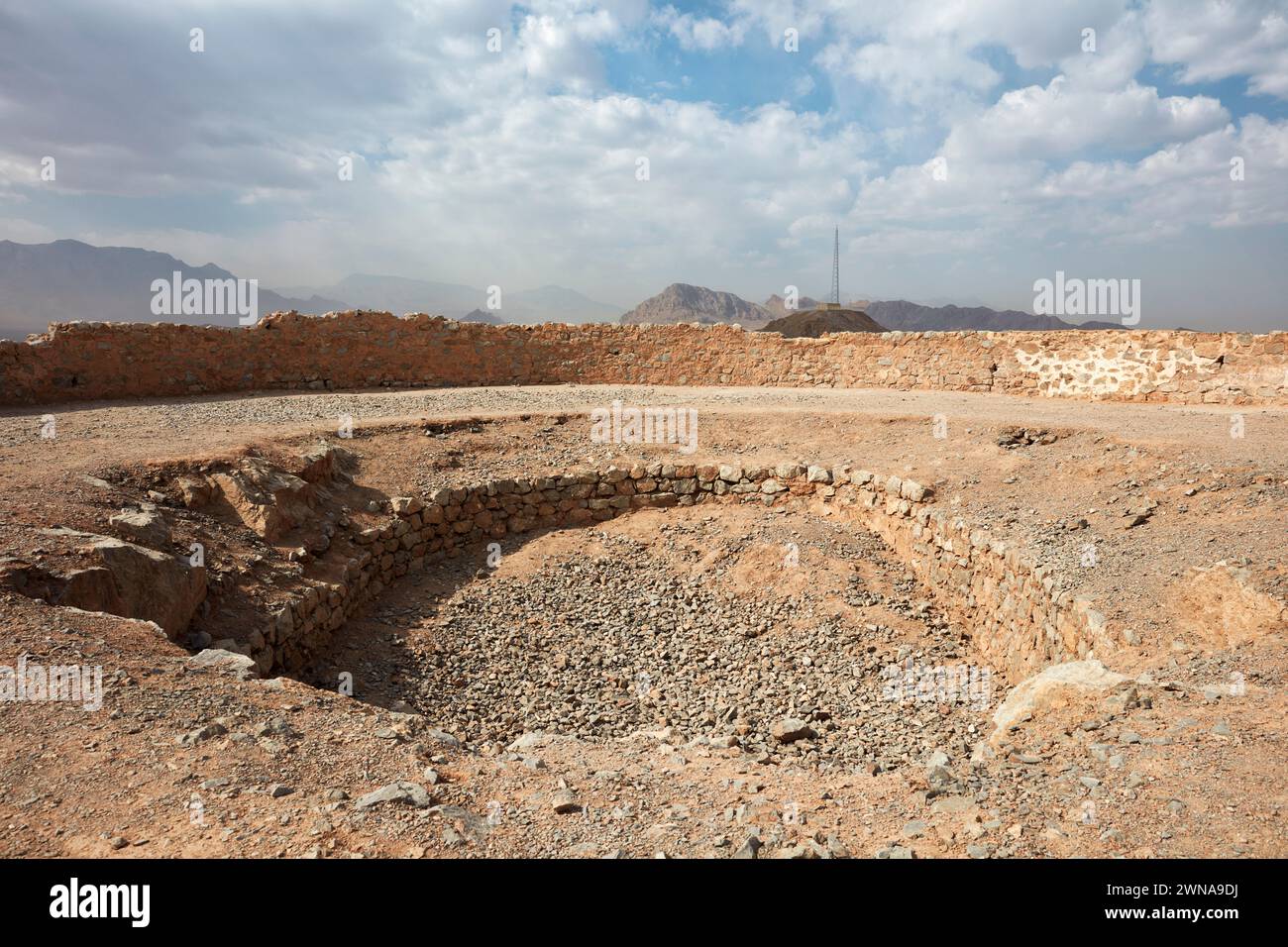 The middle well (Ostudan) on top platform of the Tower of Silence, used ...