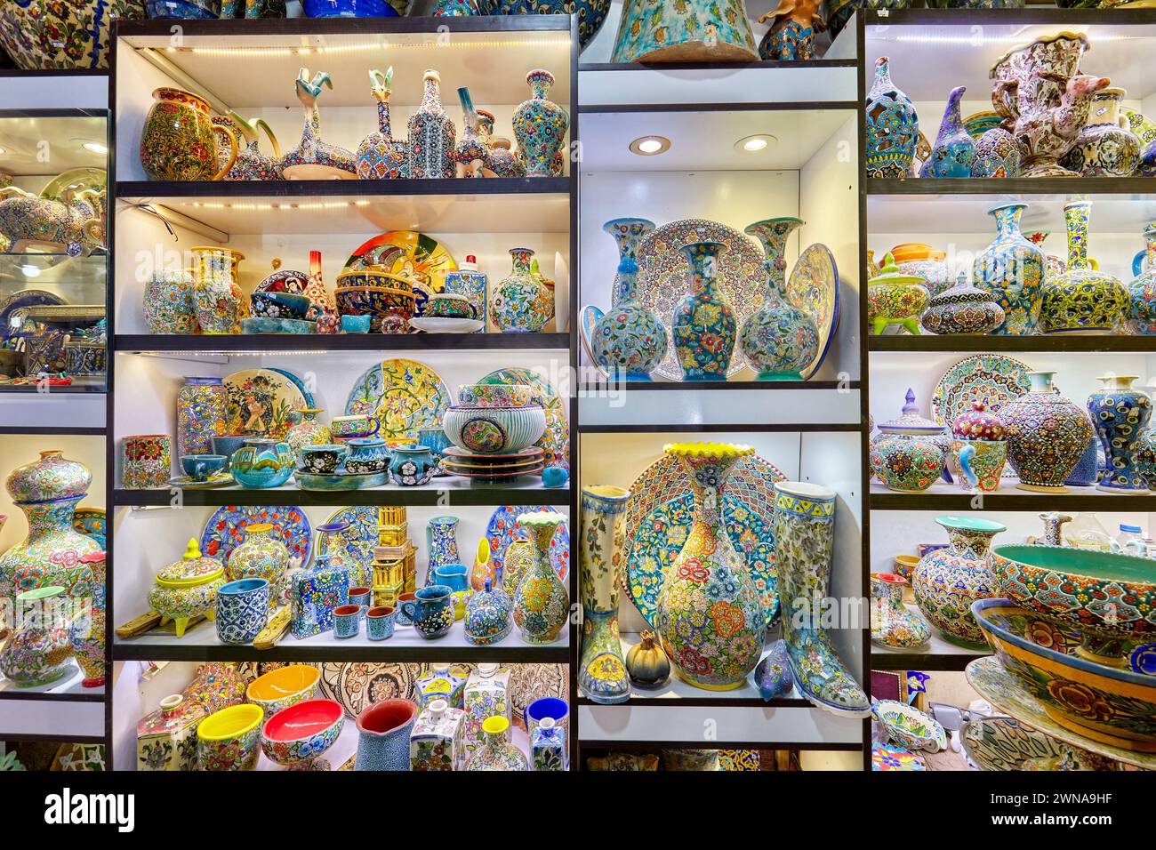 A selection of traditional handmade pottery and ceramics displayed in a ...