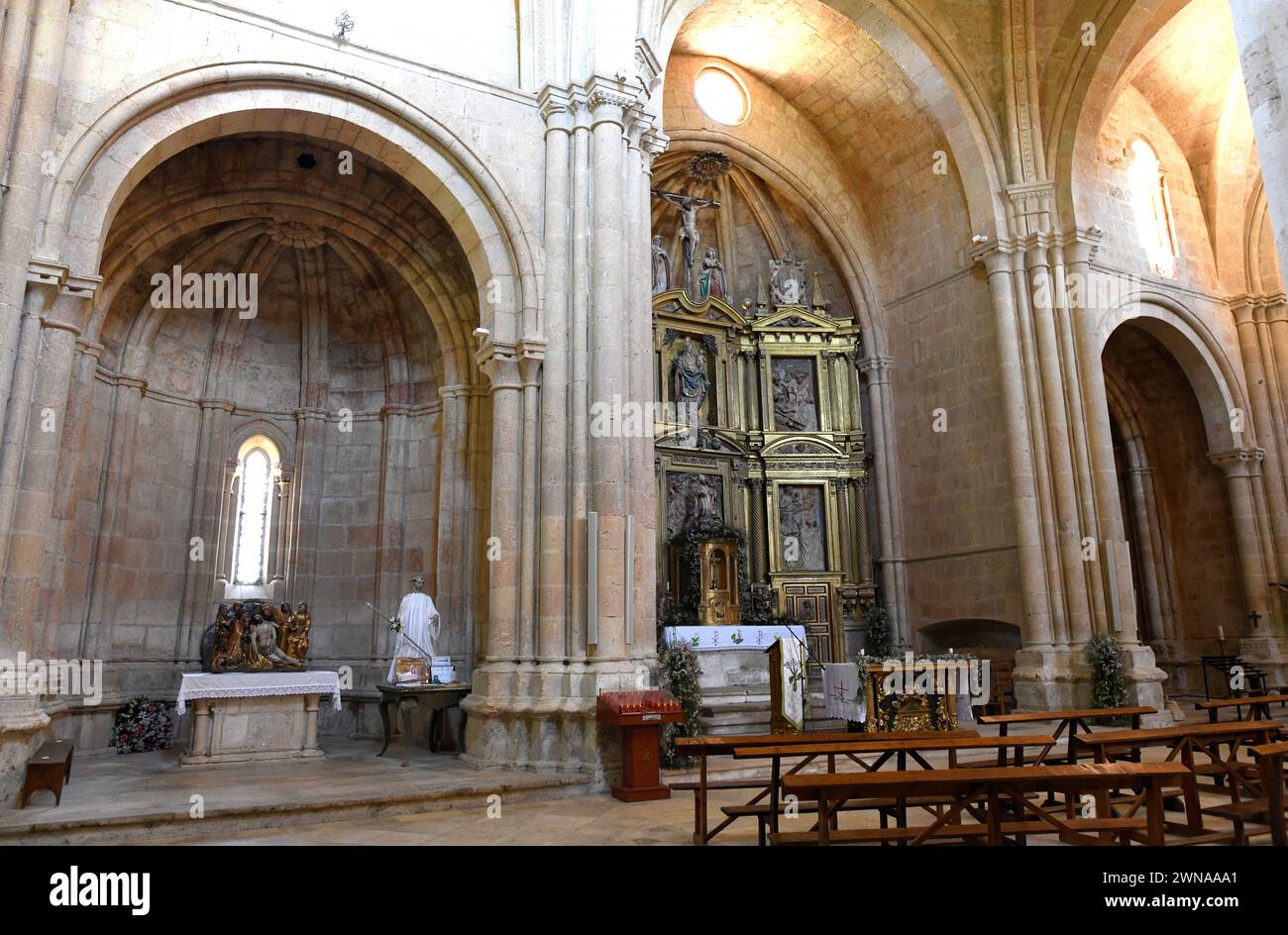 Monasterio de Santa Maria de Sandoval (12-15th century). Inside church ...