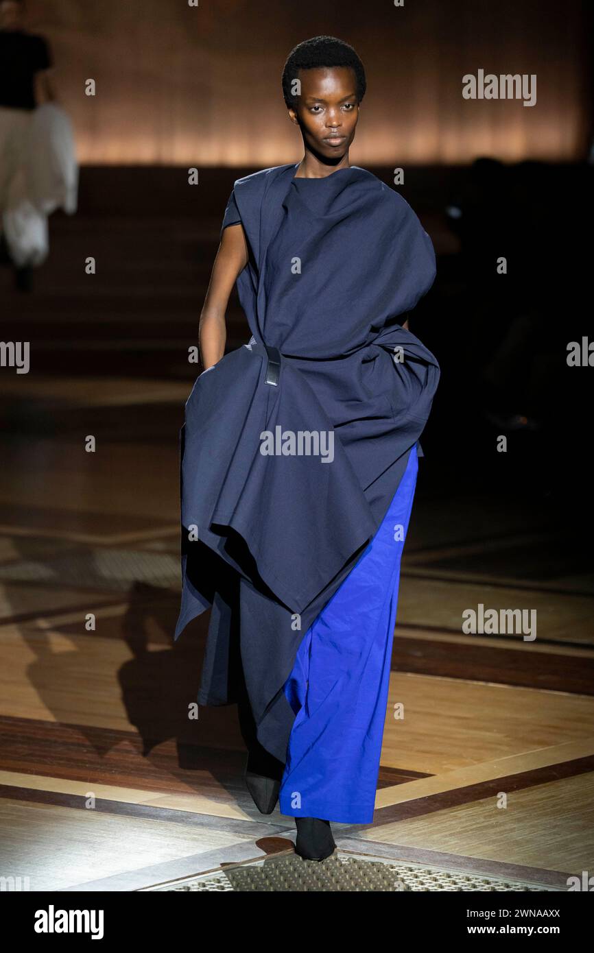 A model wears a creation as part of the Issey Miyake Fall/Winter 2024-2025 ready-to-wear ...