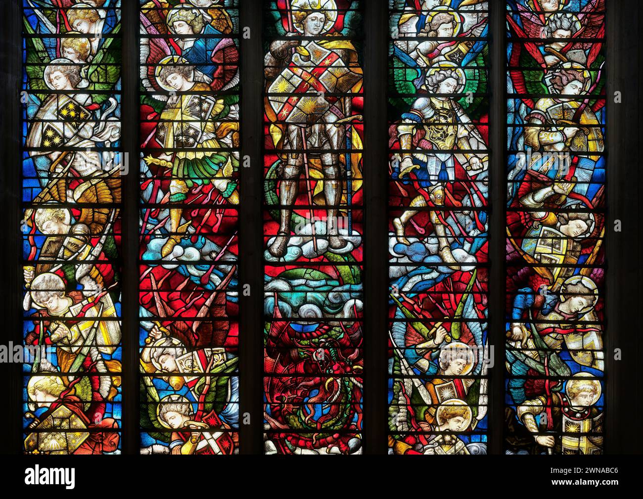 St Michael and the good angels drive out the devil and bad angels ...