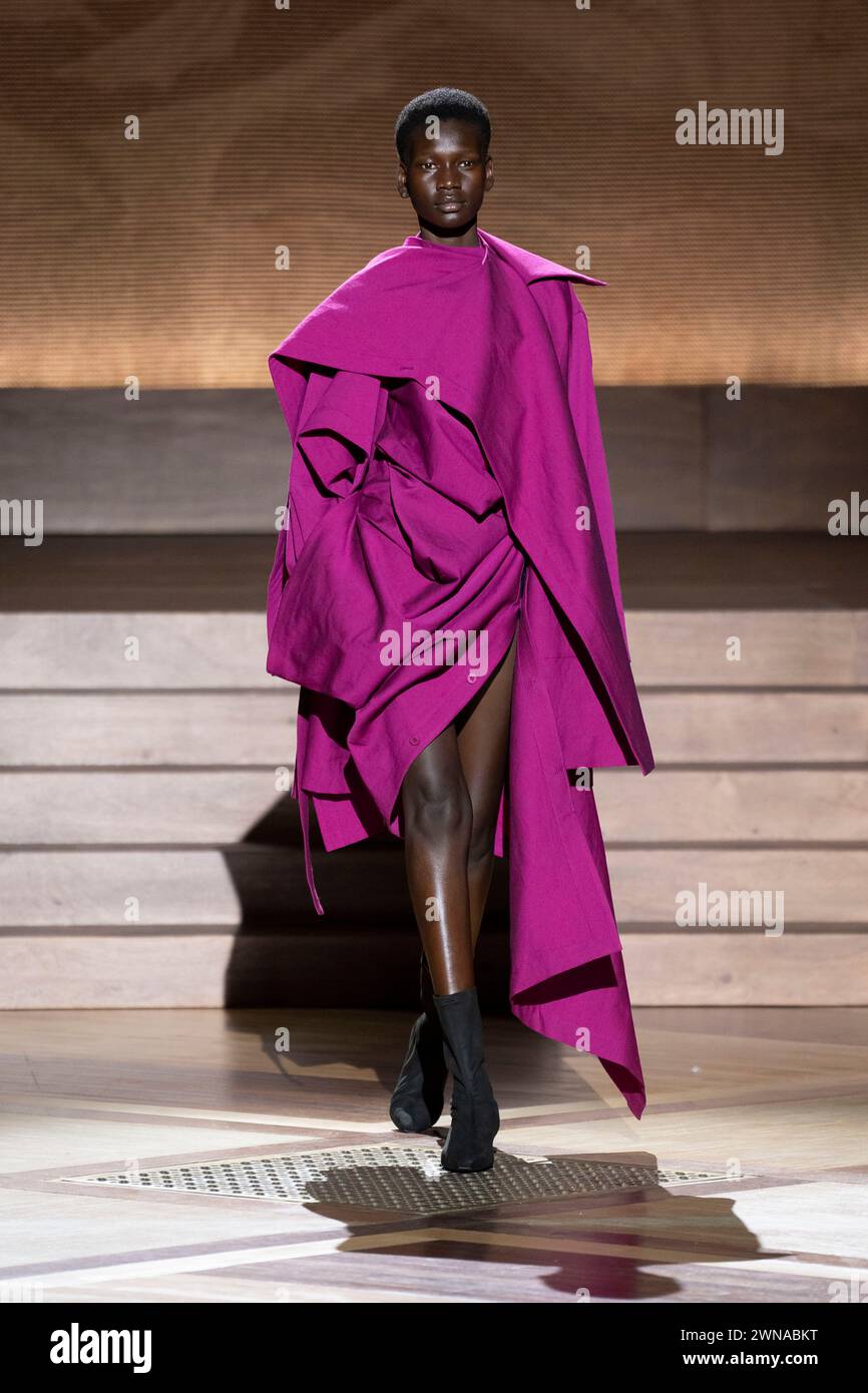 A model wears a creation as part of the Issey Miyake Fall/Winter 2024-2025 ready-to-wear ...