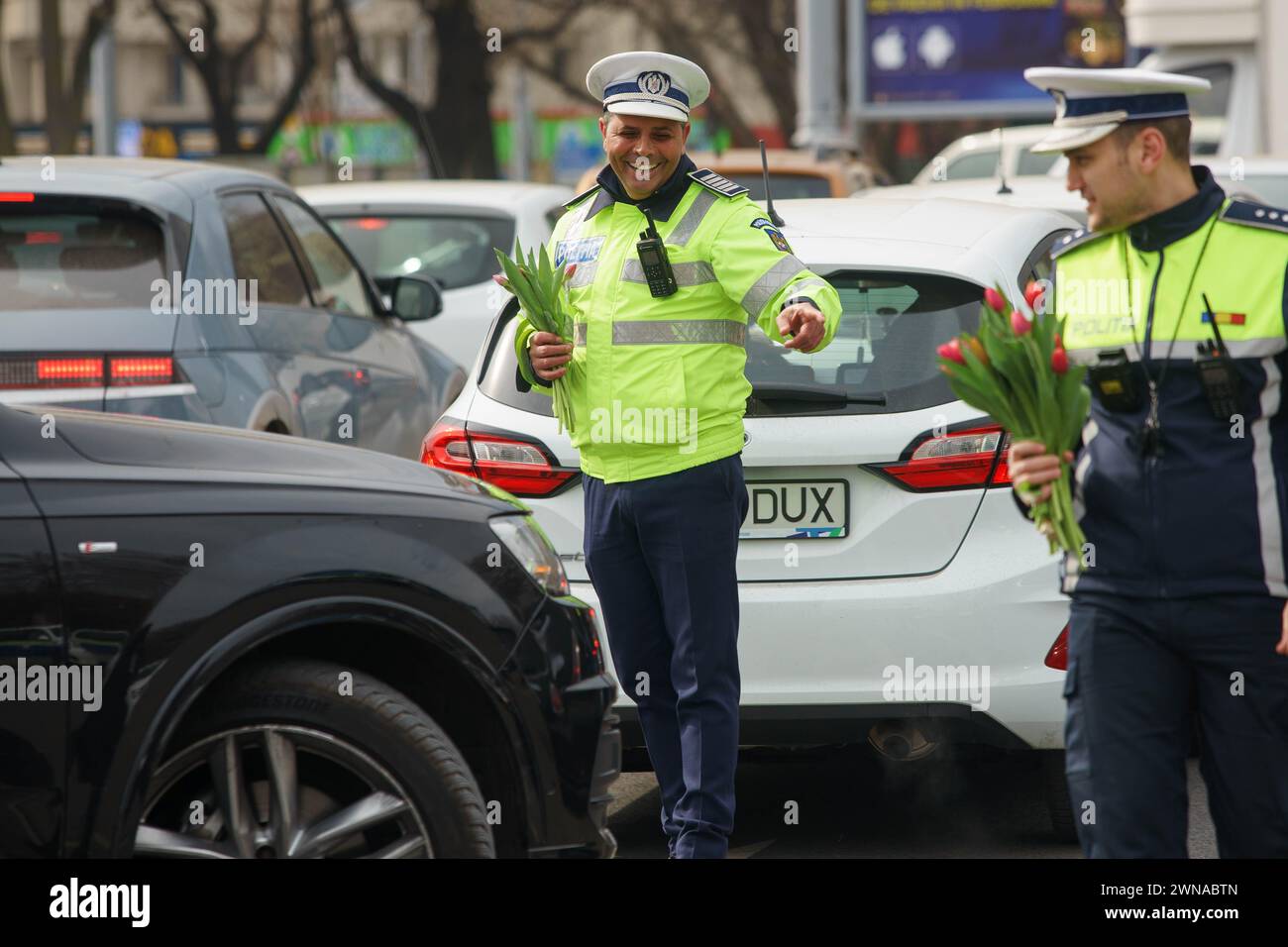 Bucharest, Romania - 1st Mar, 2024: Policemen from the Traffic Brigade ...