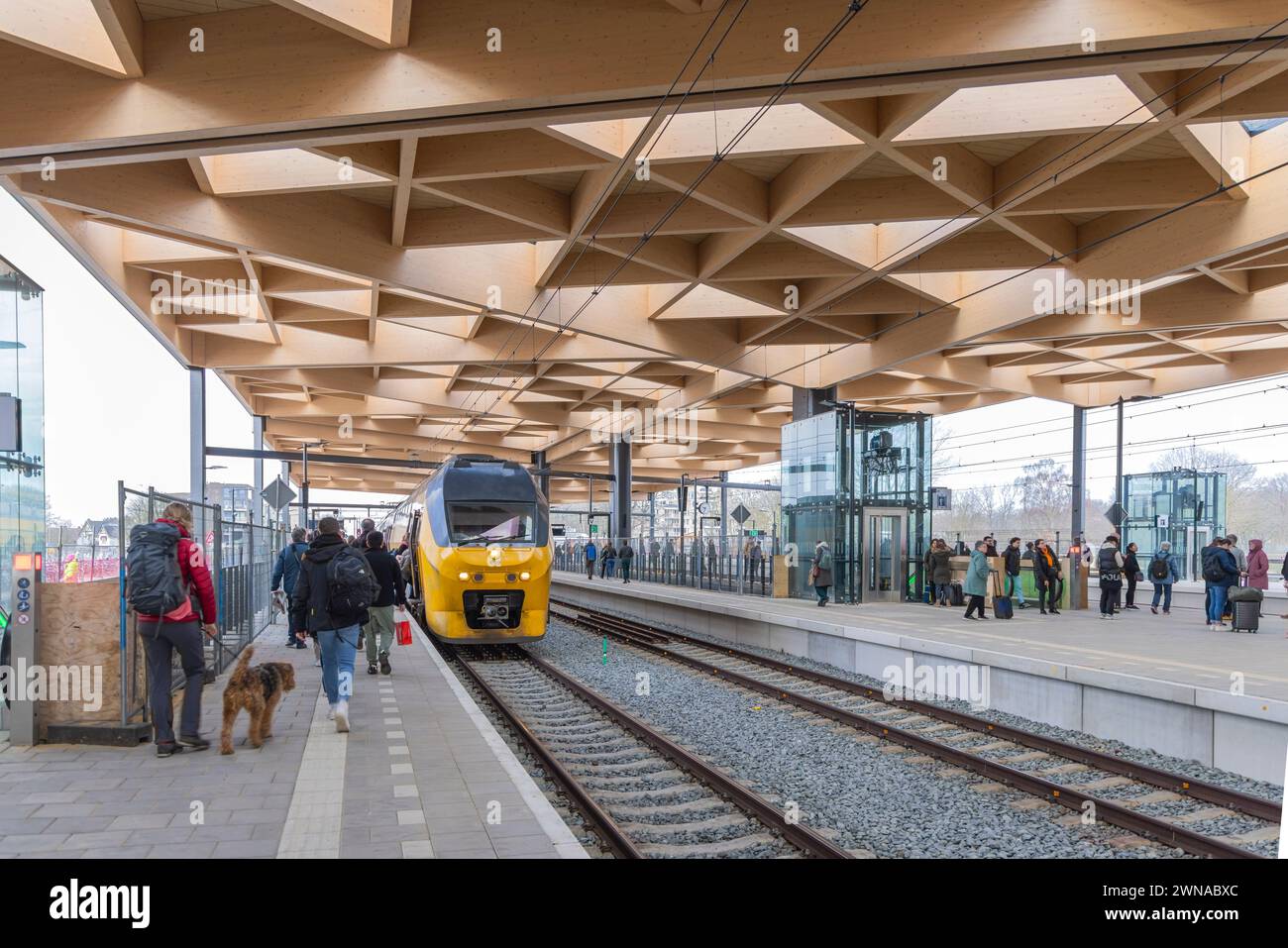 Ede, The Netherlands - March 1, 2024: Railway platform with train at ...