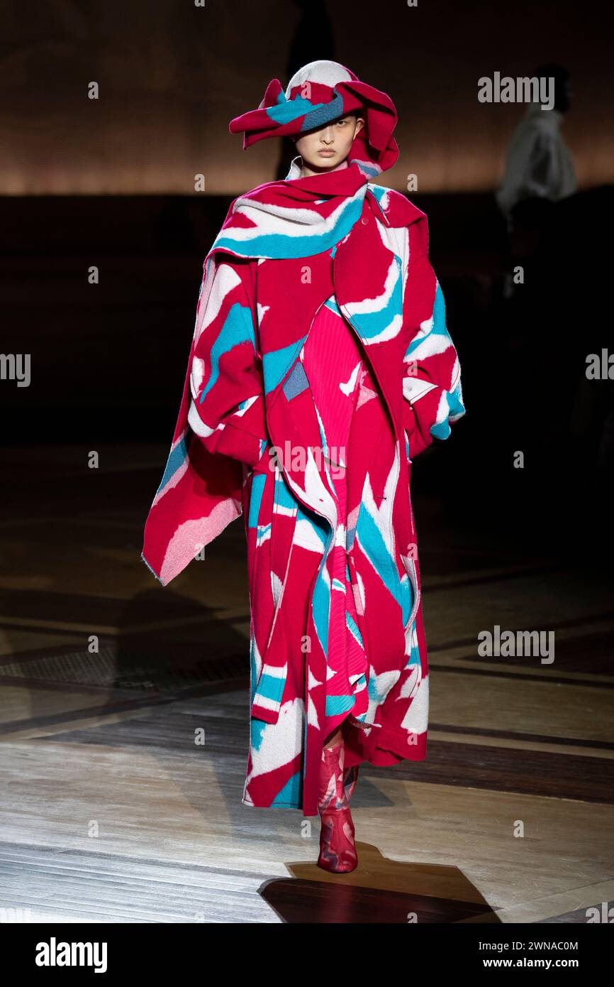 A model wears a creation as part of the Issey Miyake Fall/Winter 2024-2025 ready-to-wear ...