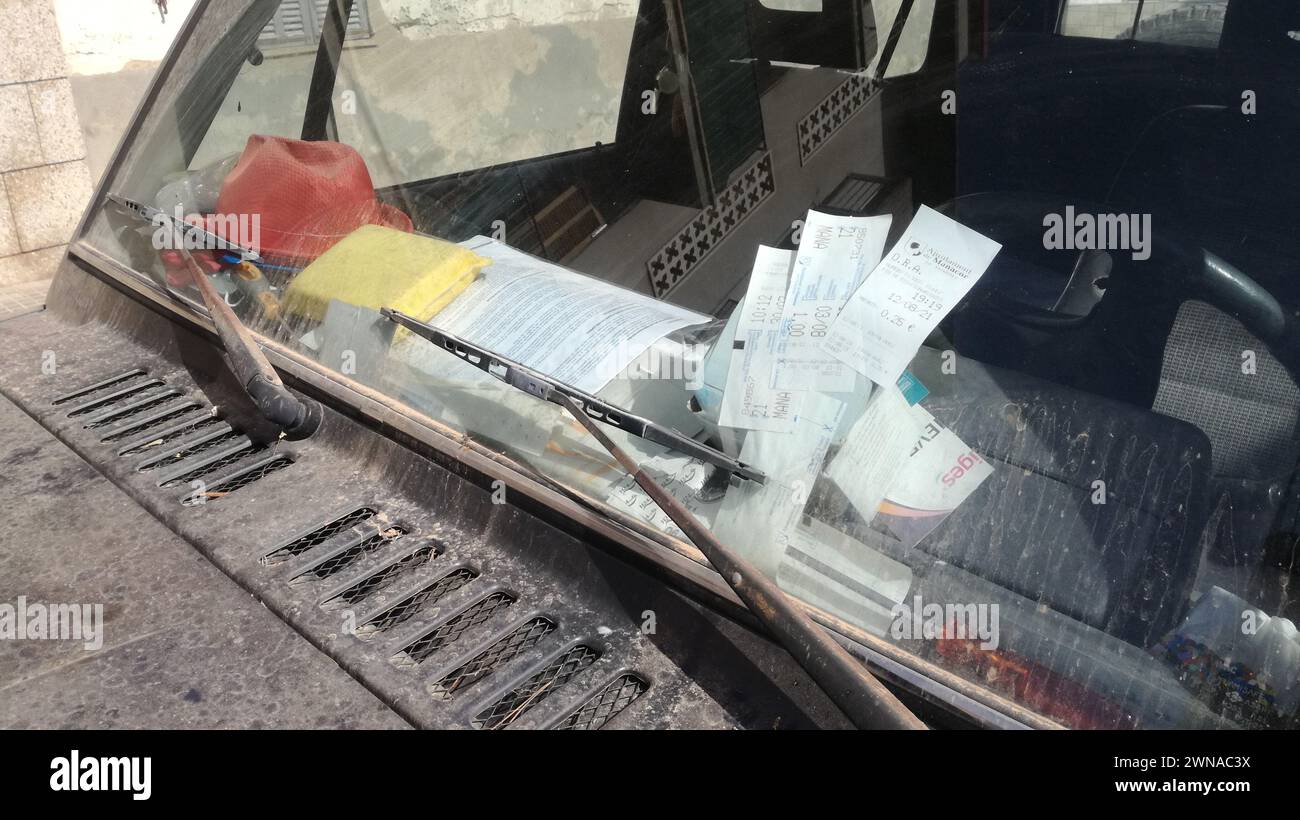 Paperwork on a dashboard Stock Photo - Alamy