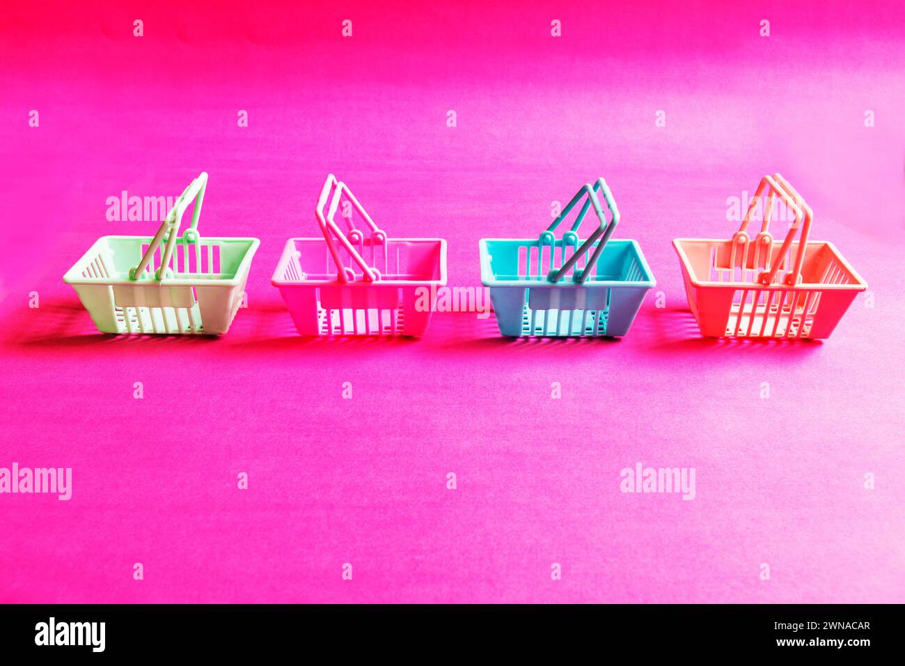 Colorful shopping basket. Mandatory equipment is available in every ...