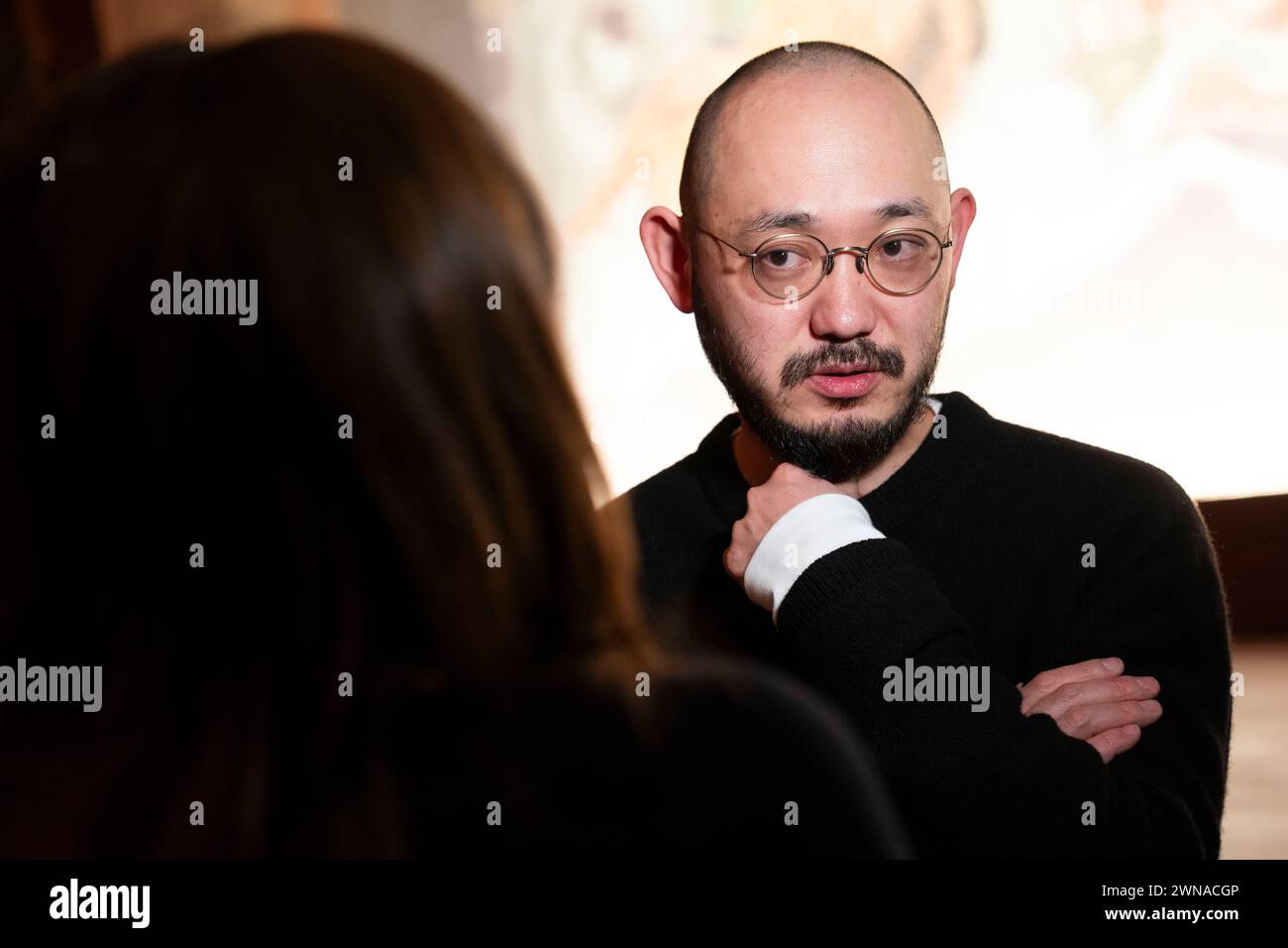 Designer Satoshi Kondo is interviewed after the Issey Miyake Fall/Winter 2024-2025 ready-to-wear ...