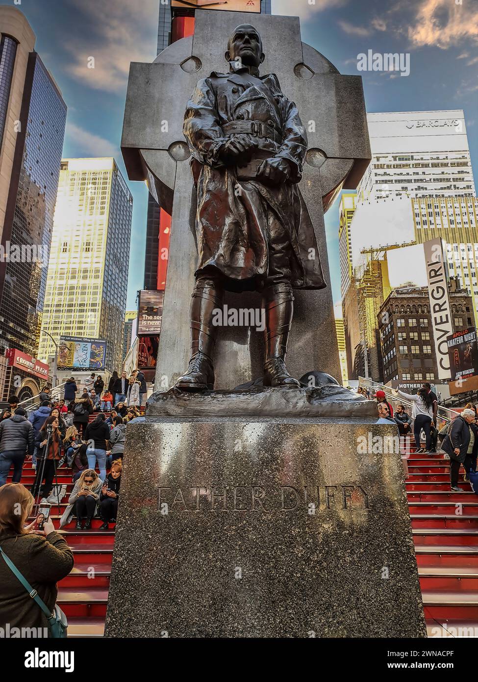 NEW YORK, MANHATTAN, USA - MARCH 8, 2020: Statue of Father Duffy ...
