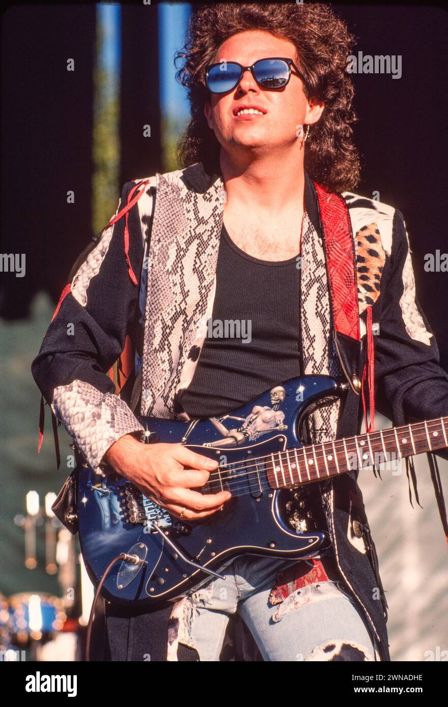 Steve Lukather performs in Santa Clara California, 1987 Credit: Ross ...