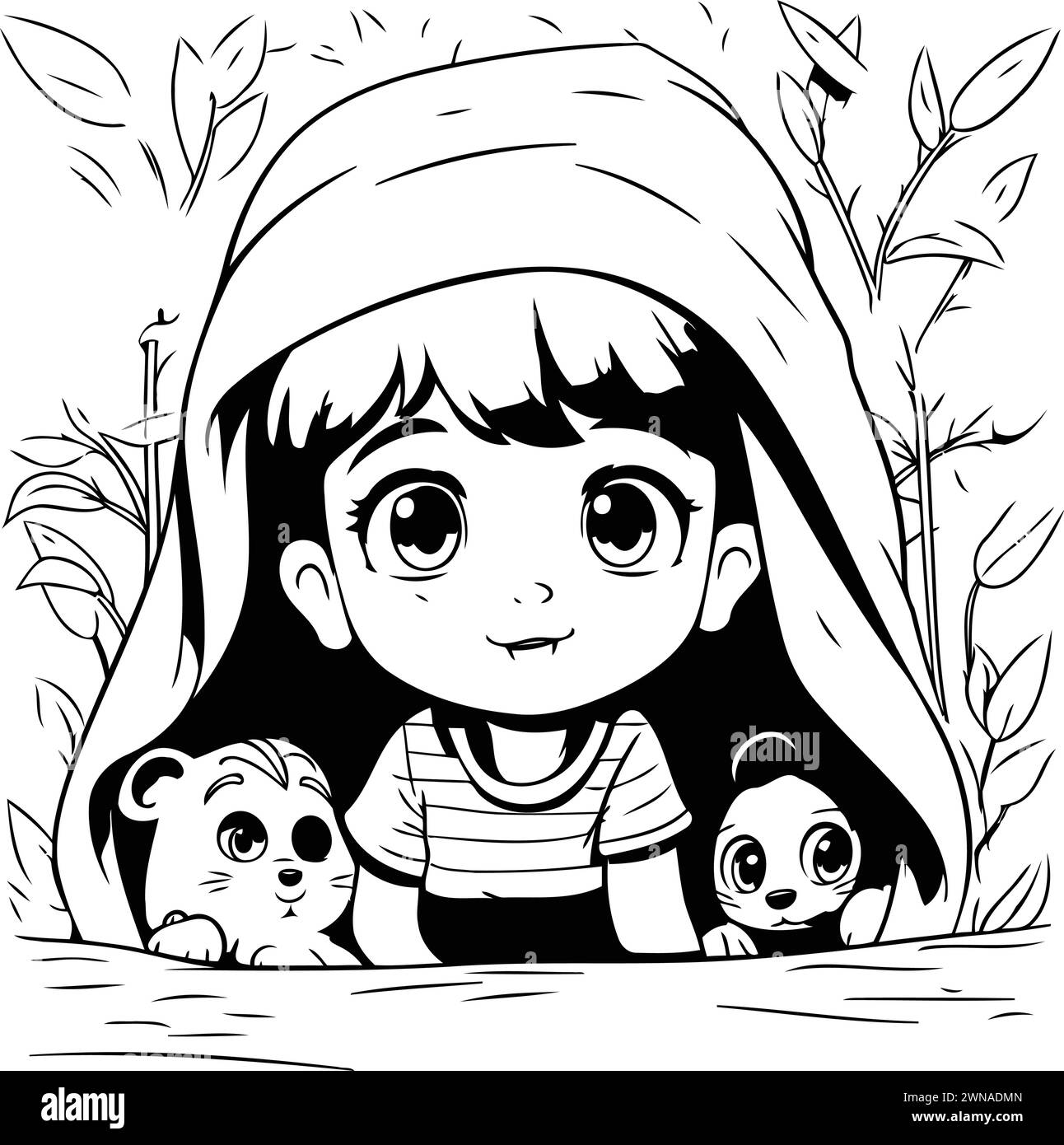 Hiding behind tree Stock Vector Images - Alamy