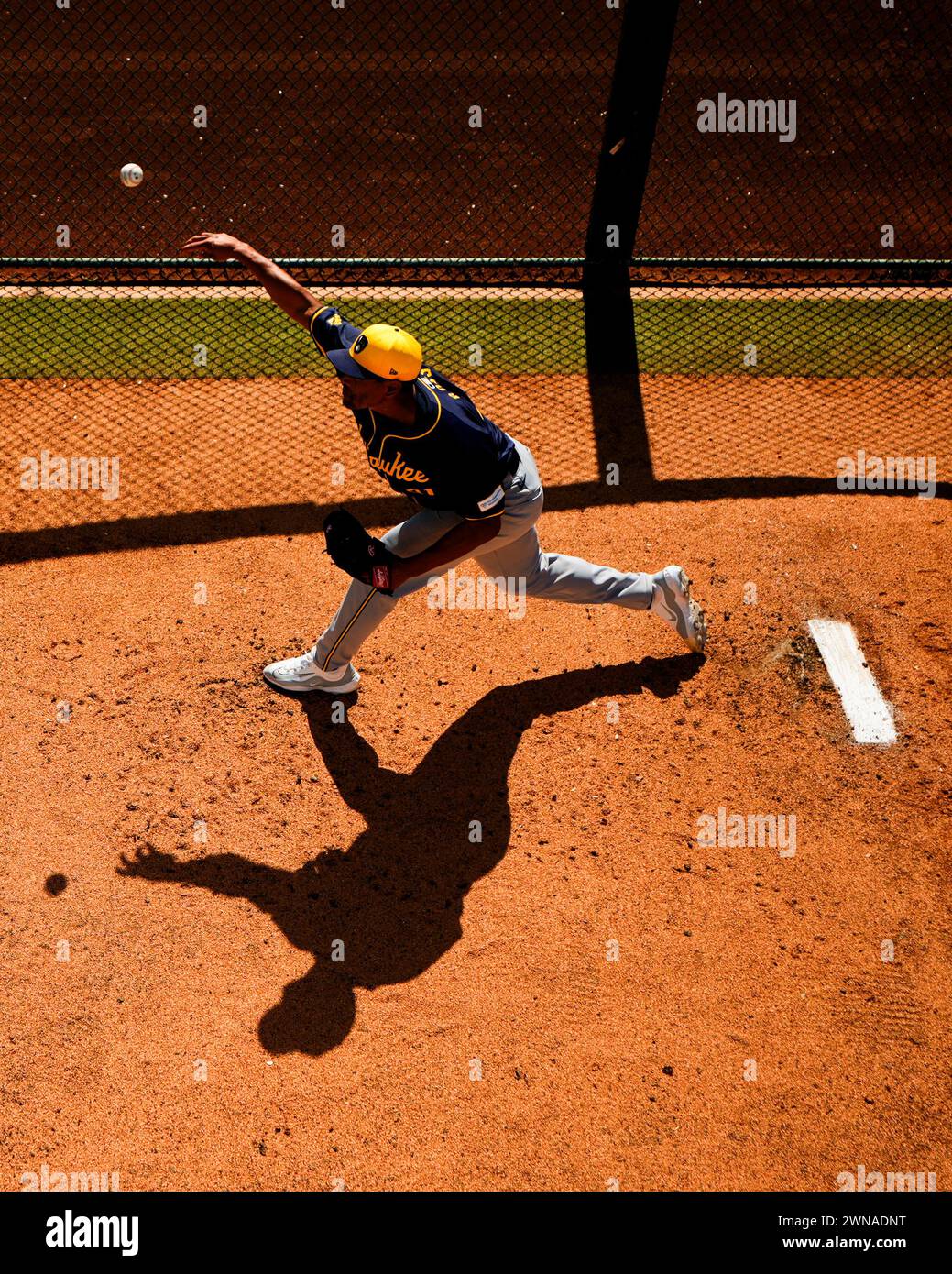 Milwaukee Brewers starting pitcher Joe Ross warms up in the bullpen ...