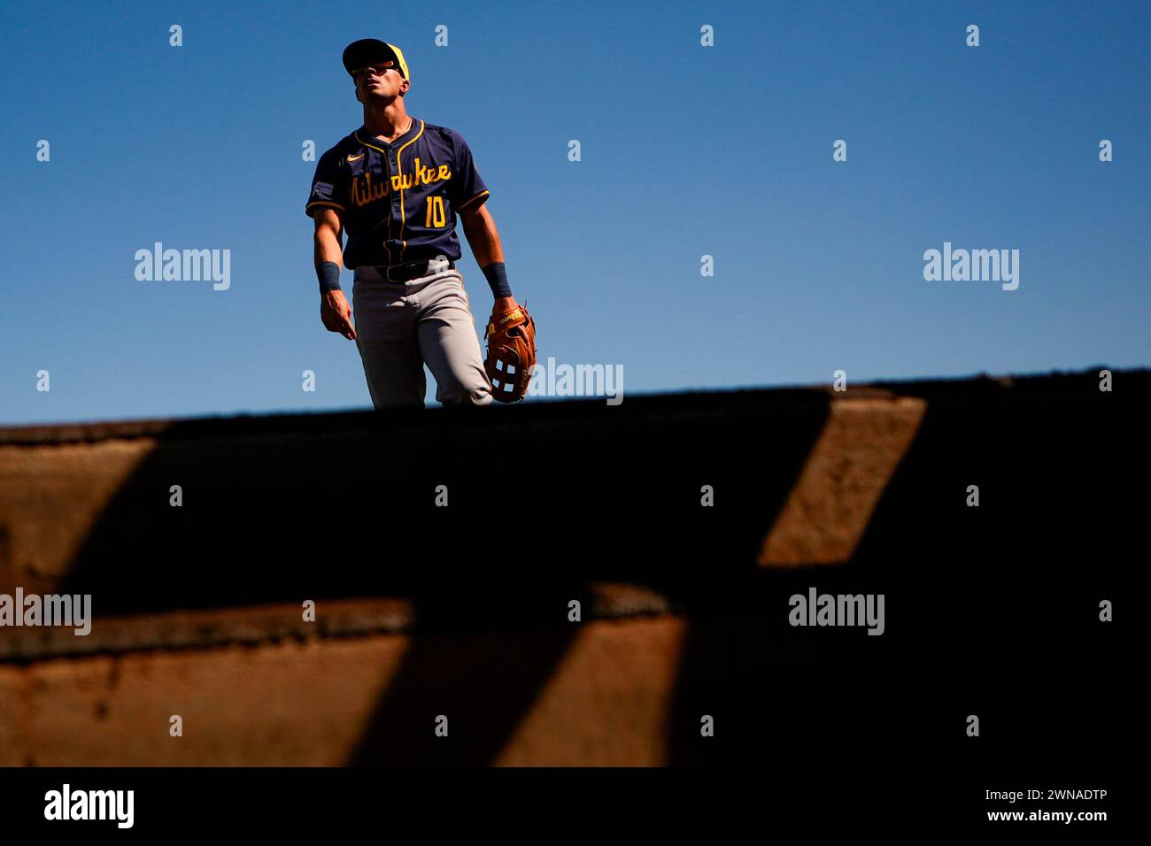 Milwaukee Brewers right fielder Sal Frelick returns to the dugout ...