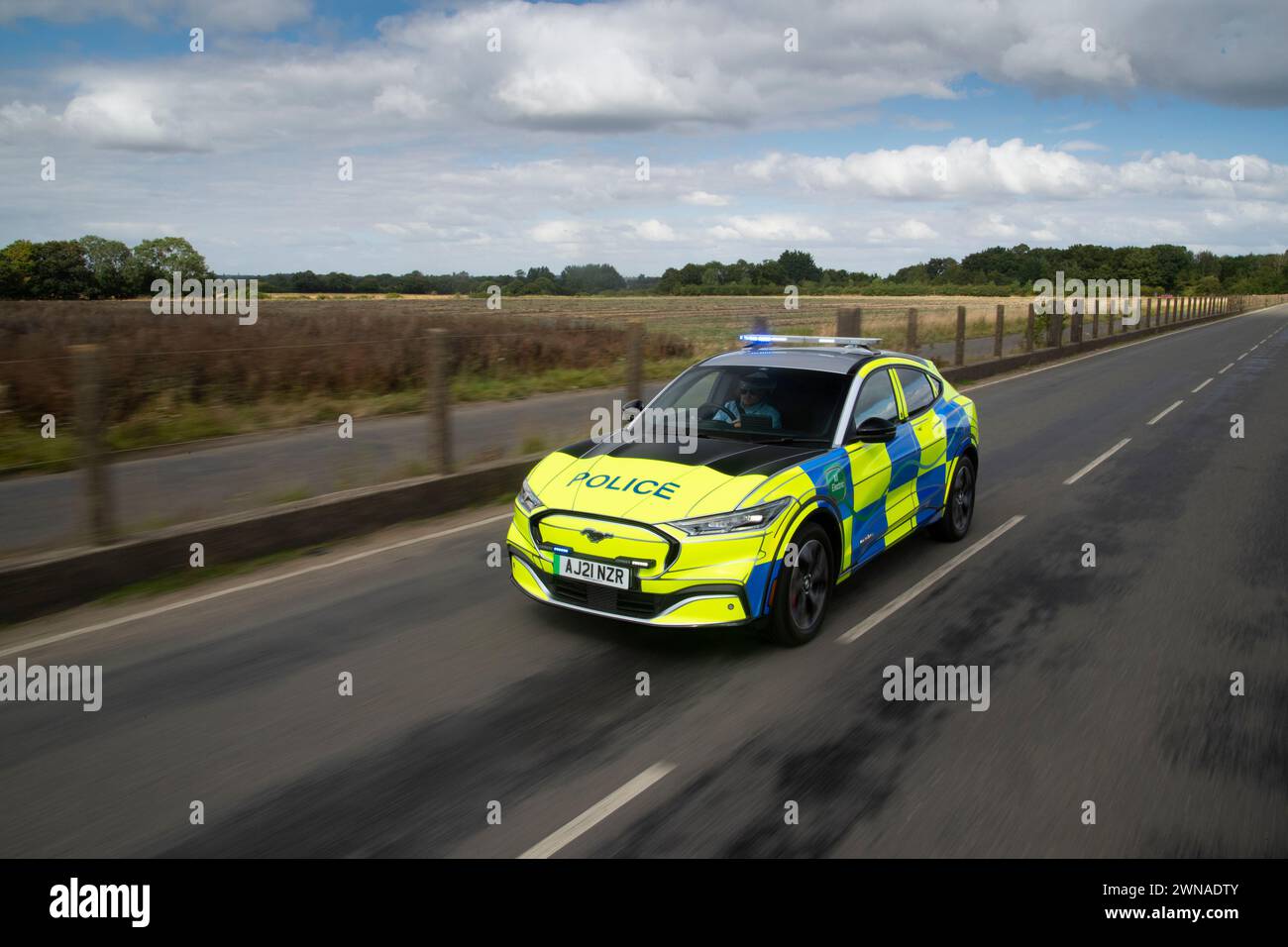 27/08/21 Ford Mustang Mach-E police car at Safeguard SVP, Earls Colne ...