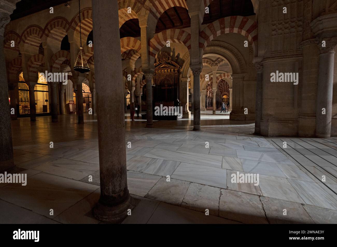 Mosque/ Cathedral of Cordoba Interior and high ceilings supporting a ...