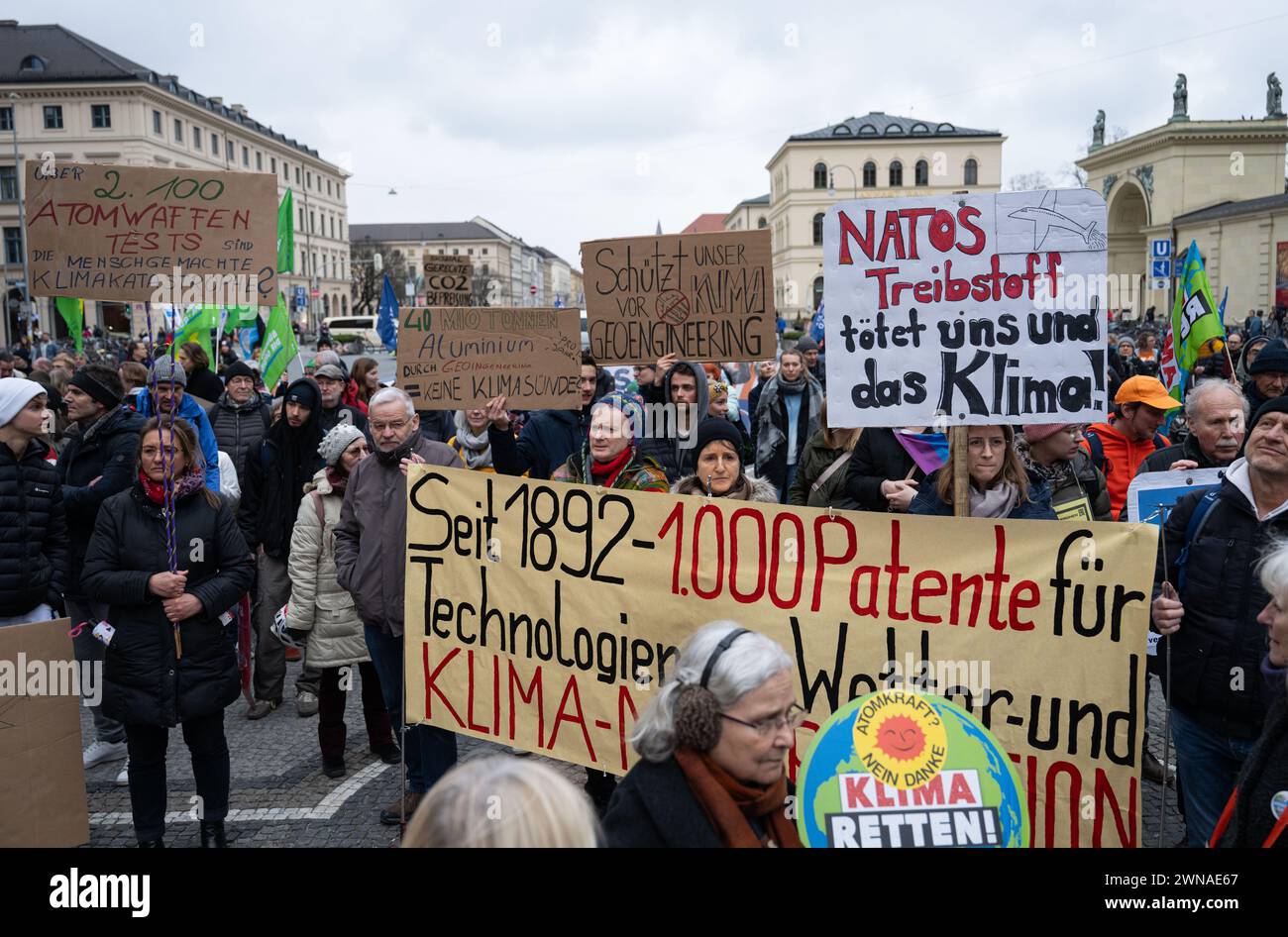 Munich, Germany. 01st Mar, 2024. Demonstrators protest during a climate ...