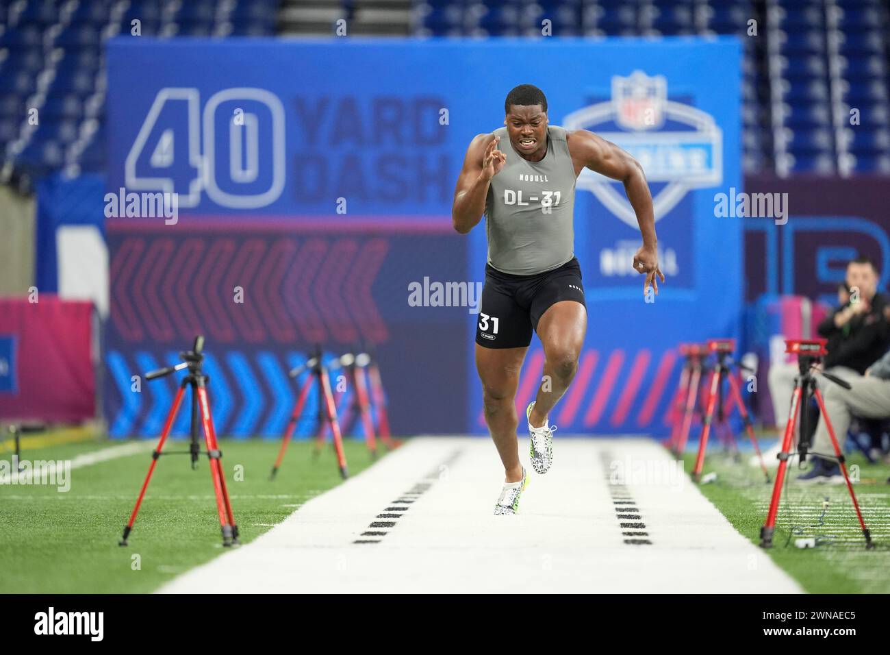 Texas Tech defensive lineman Myles Cole runs the 40-yard dash at the ...