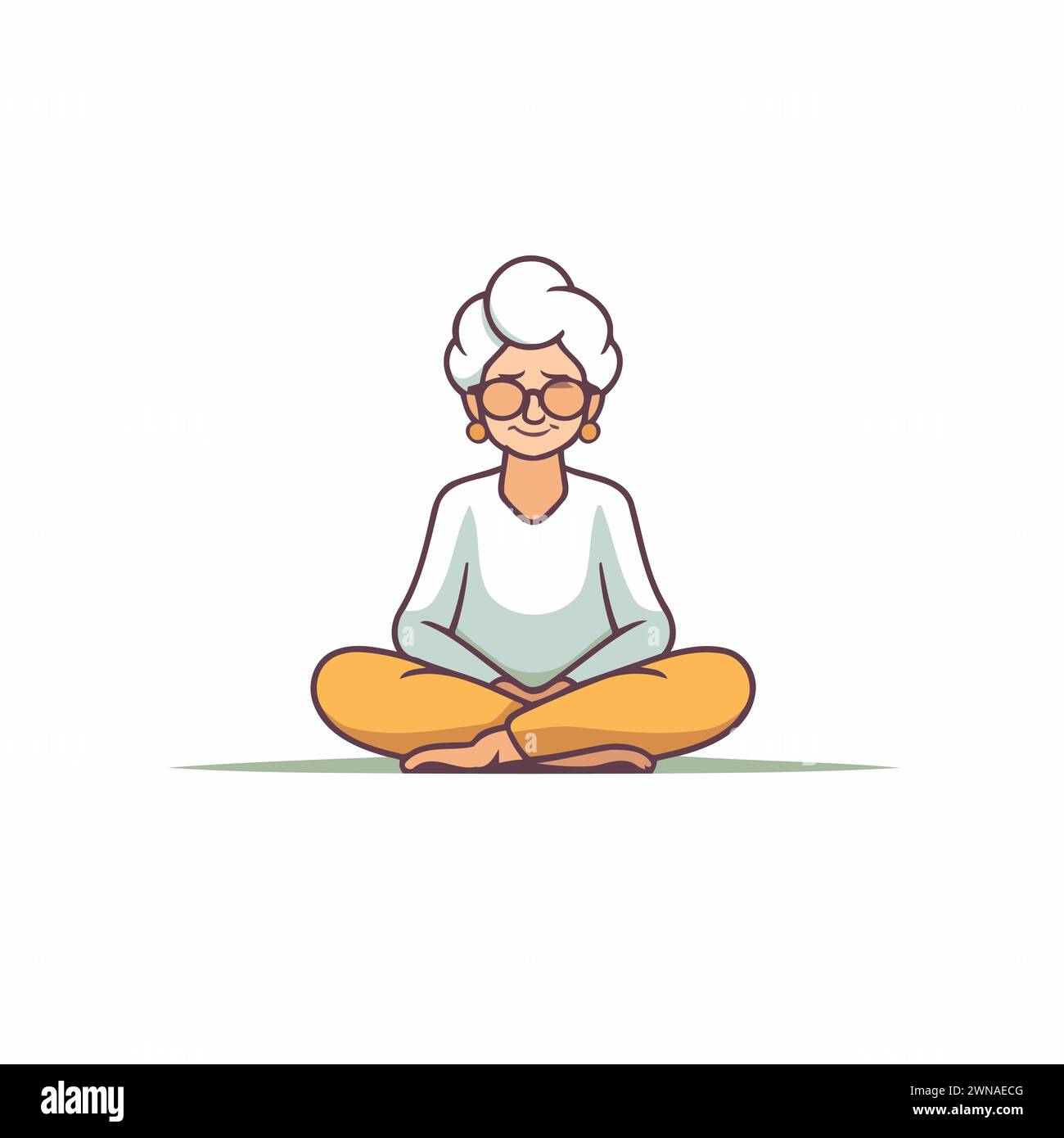 Elderly woman meditating in lotus position. Vector illustration Stock ... Elderly woman meditating in lotus position. Vector illustration Stock ...