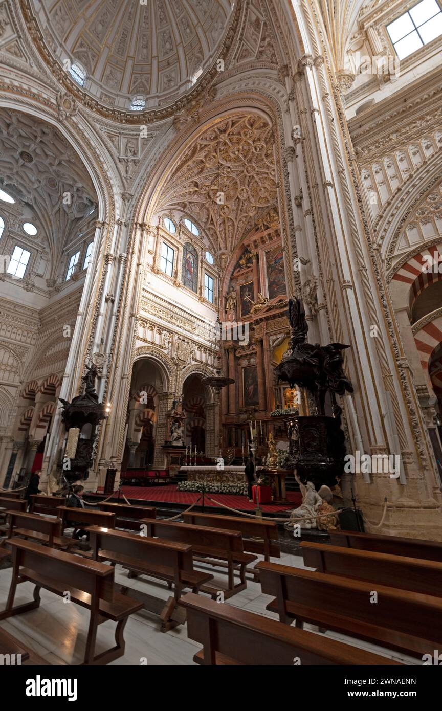 Mosque/ Cathedral of Cordoba The surrounding interior and high nave ...
