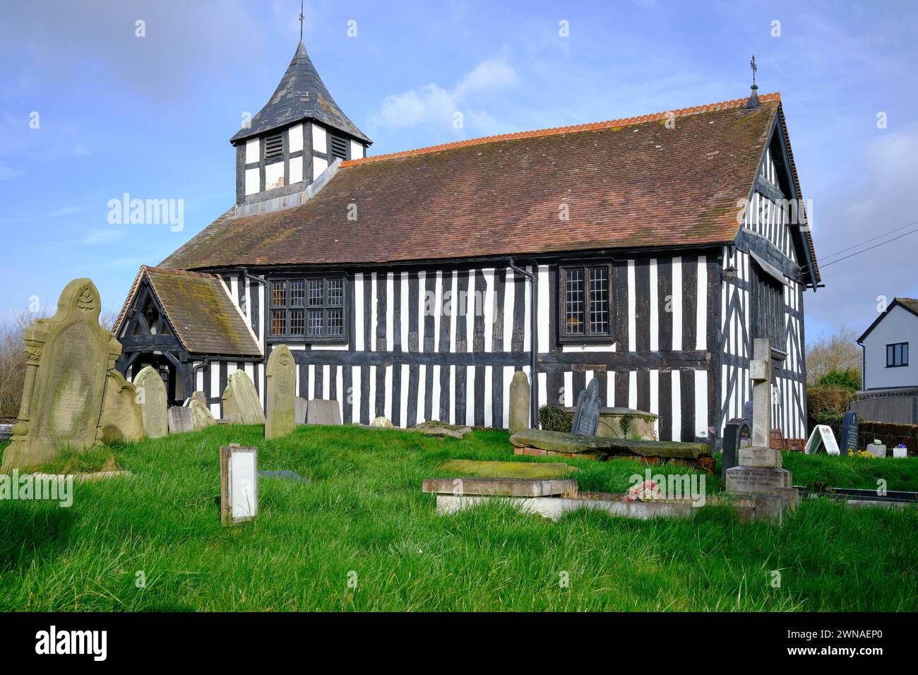The timber-framed church at Melverley, Shropshire, UK Stock Photo - Alamy