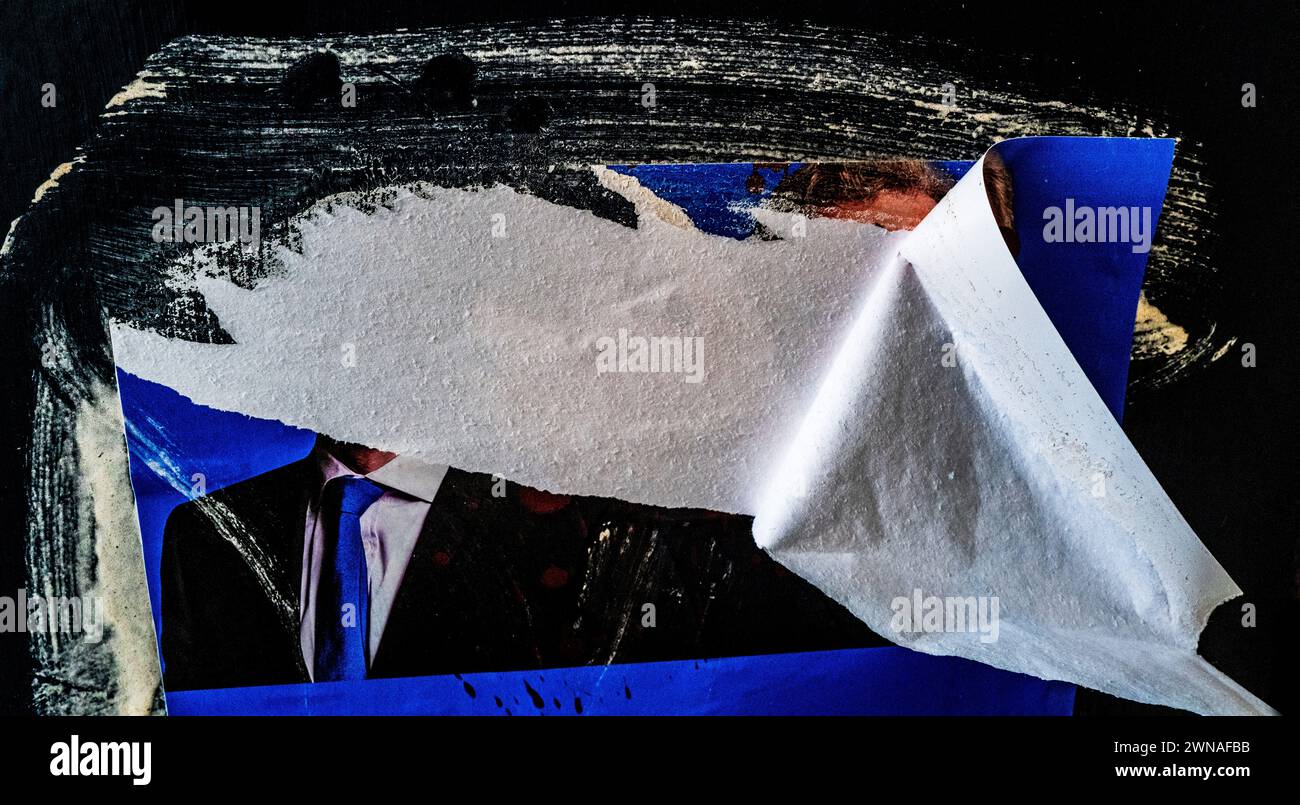 Abstract torn political poster Stock Photo - Alamy