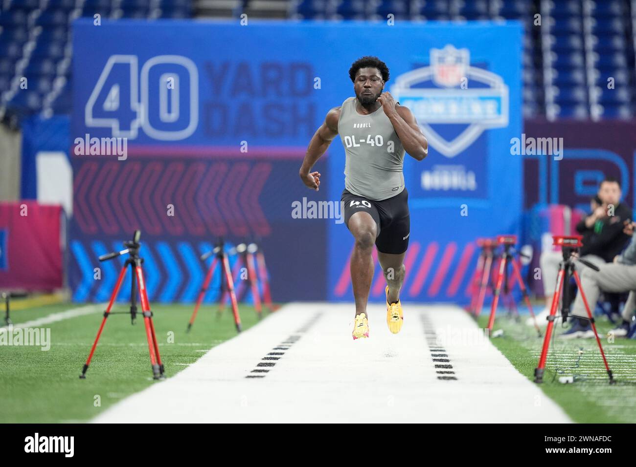 Colorado State defensive lineman Mohamed Kamara runs the 40-yard dash ...